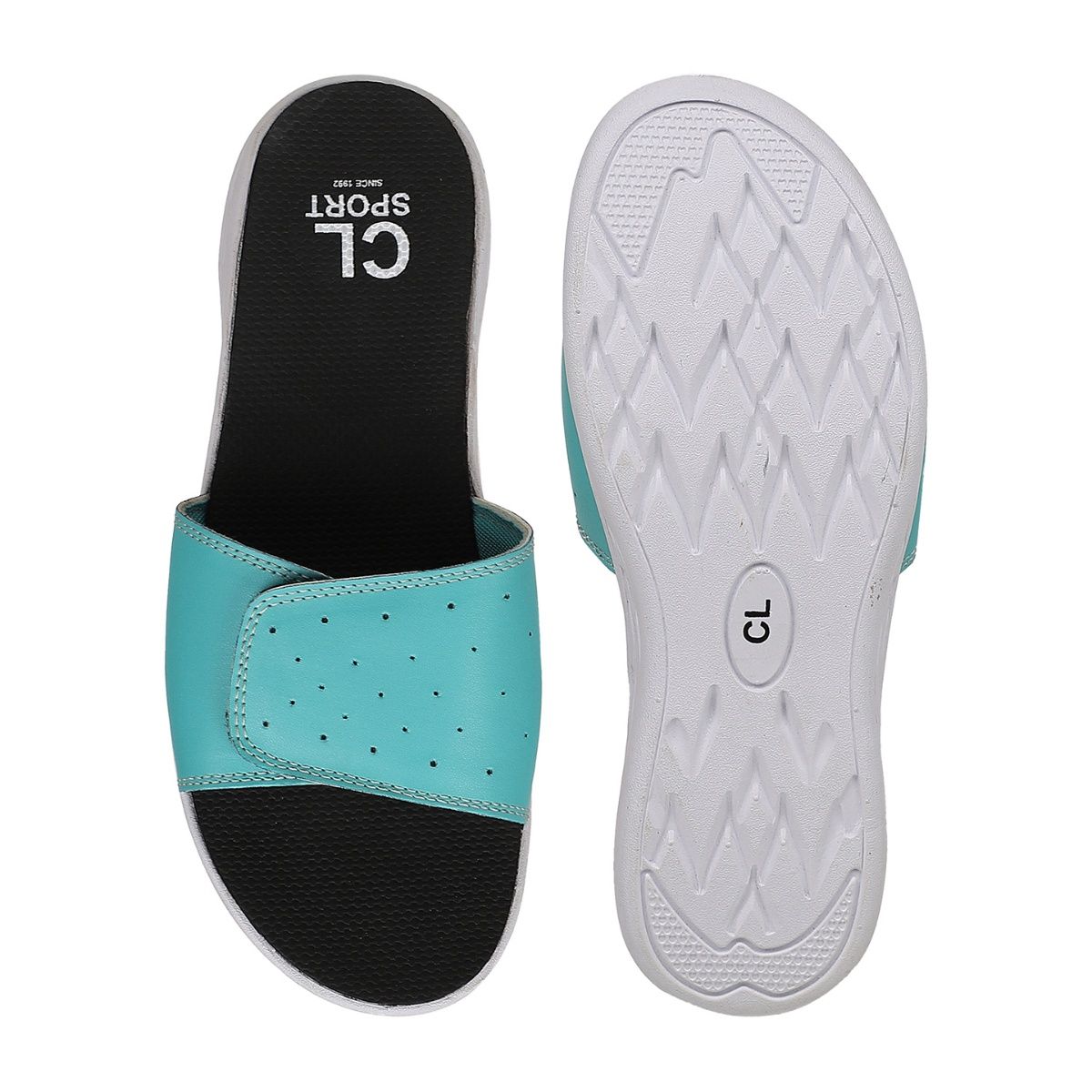 Buy Carlton London Mint Green-black Women Solid Plain Sliders Online