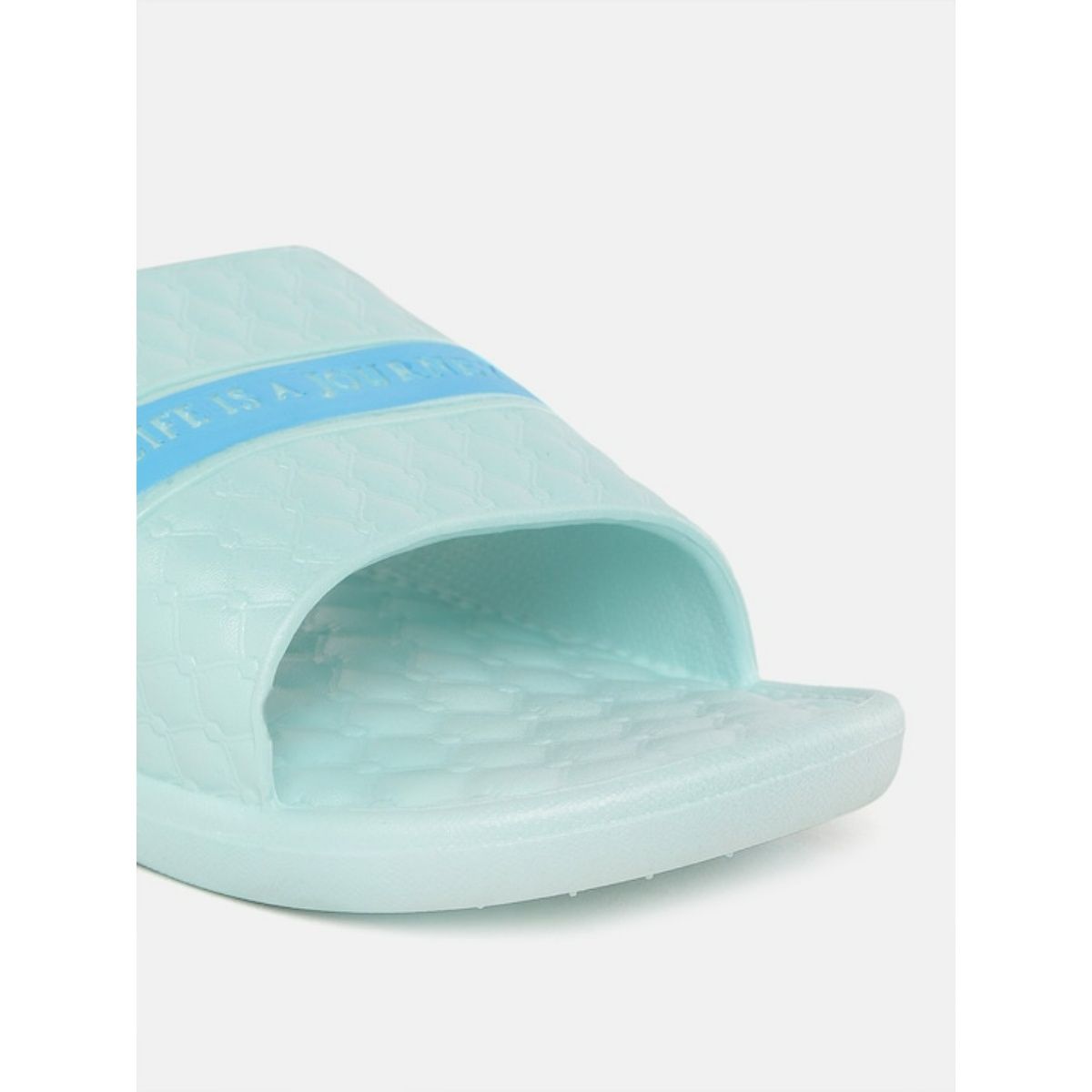 Carlton London Light Blue Women Textured Sliders: Buy Carlton London ...