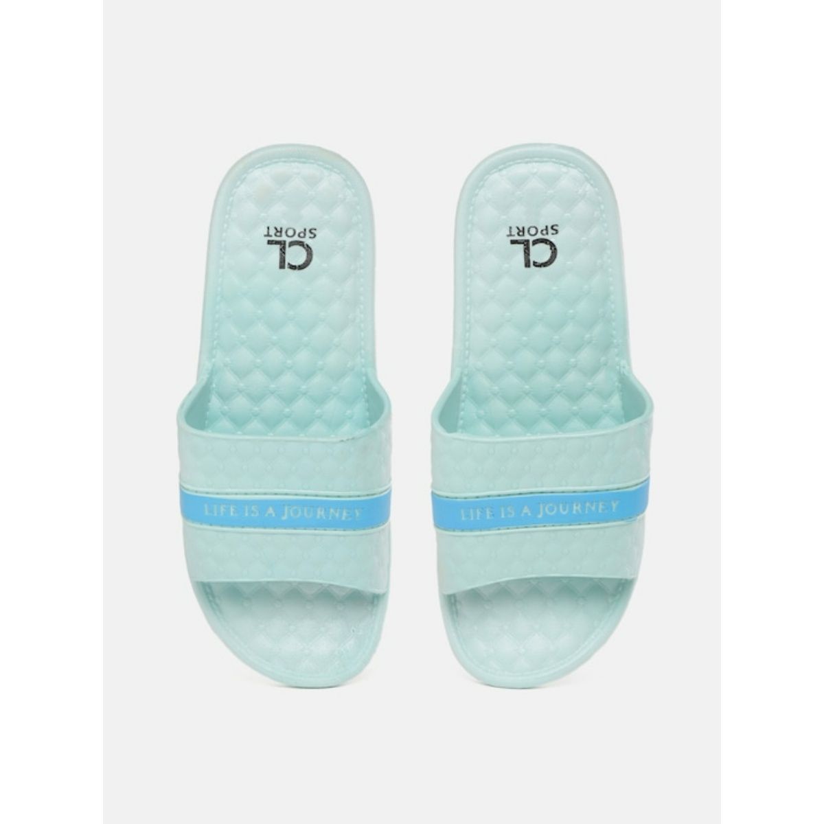 Carlton London Light Blue Women Textured Sliders: Buy Carlton London ...