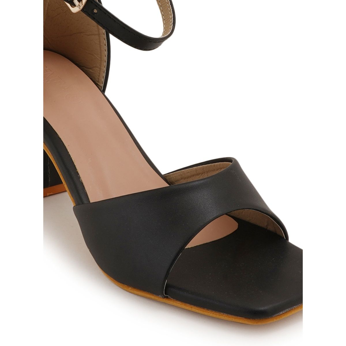 Buy SCENTRA Spain Solid Black Block Sandals Online