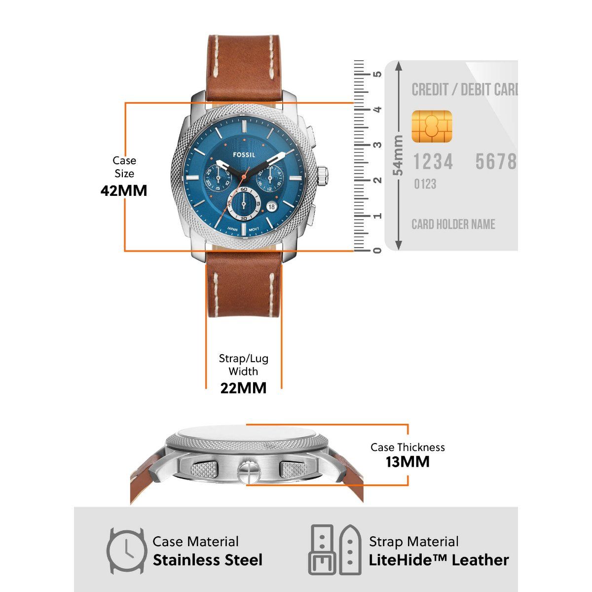 Buy Fossil Men Machine Brown Leather Watch Fs6059 Online