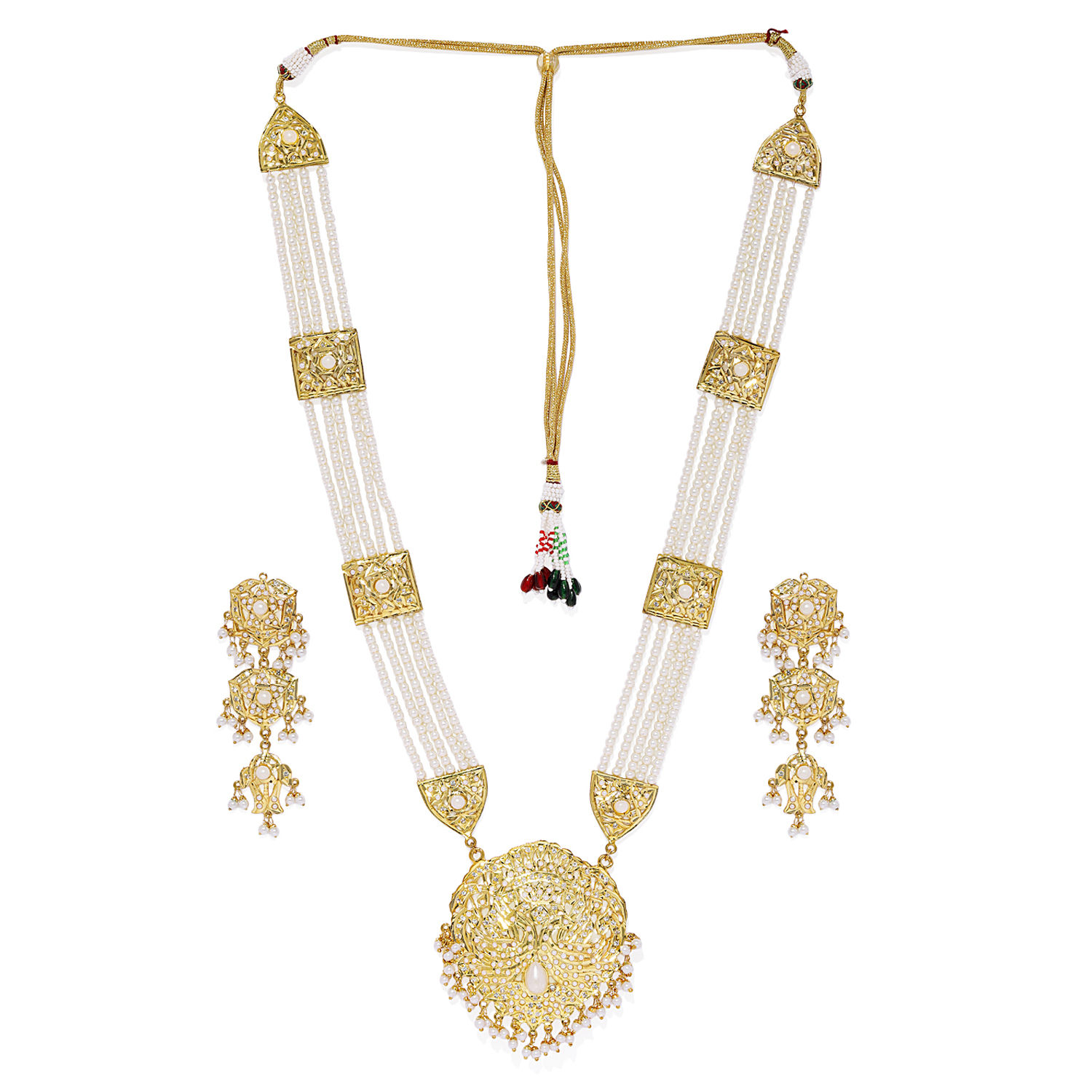 Buy AccessHer Gold-Plated and White Jadua Handcrafted Jewellery Set Online