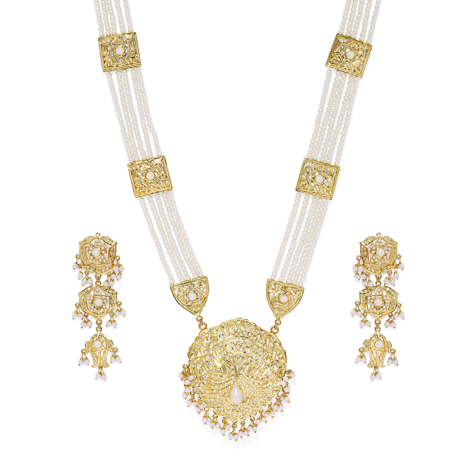 Buy AccessHer Gold-Plated and White Jadua Handcrafted Jewellery Set Online