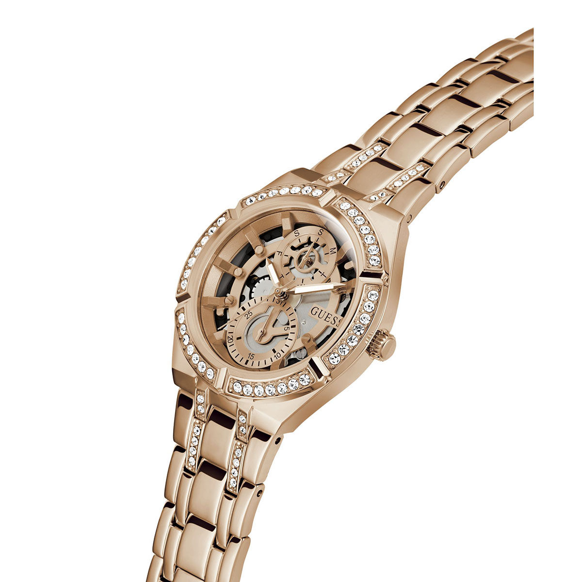 Buy Guess Women Rose Gold Round Stainless Steel Dial Analog Watch ...