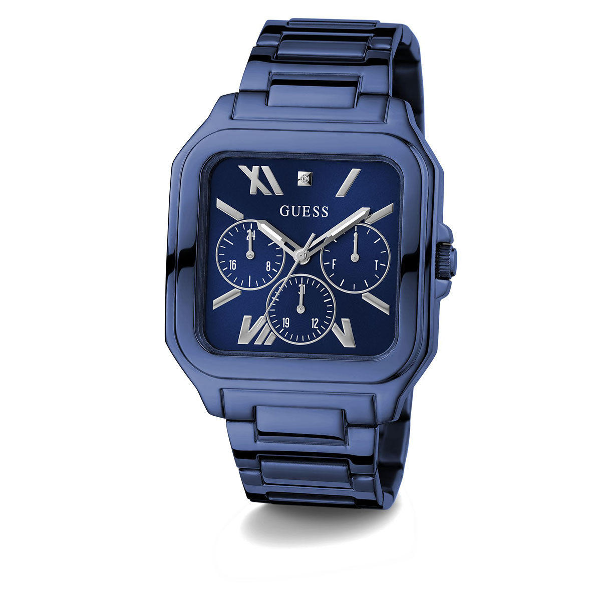 Buy Guess Men Blue Square Stainless Steel Dial Analog Watch- Gw0631G3 ...