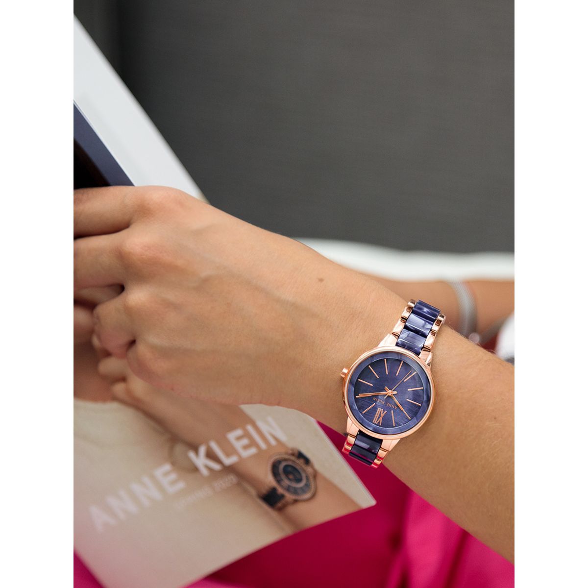 Buy Anne Klein Blue Mother Of Pearl Dial Acrylic Watch For Women Online