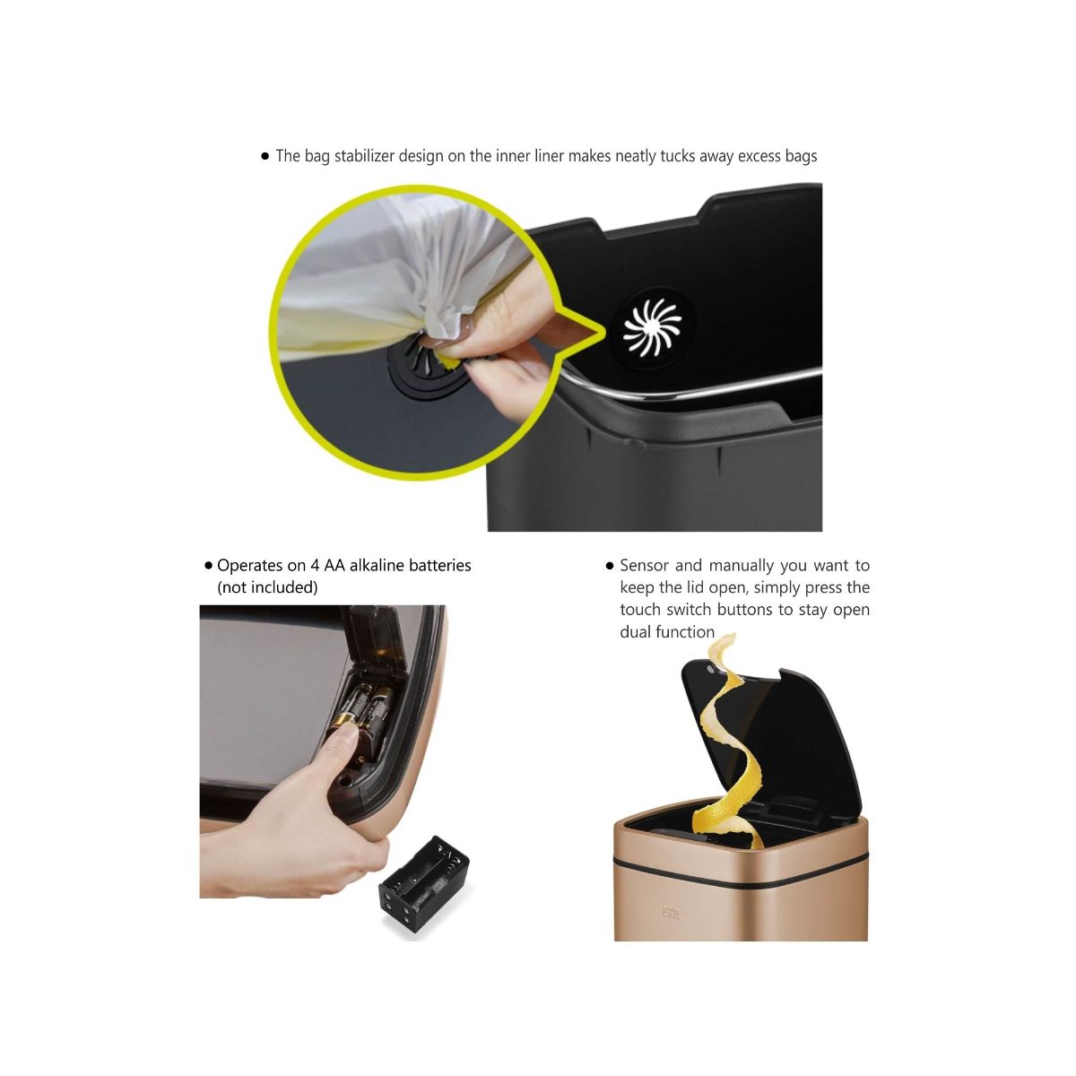 Buy OBSESSIONS Fingerprint Resistant Sensor Dustbin with Liner, 6 ...