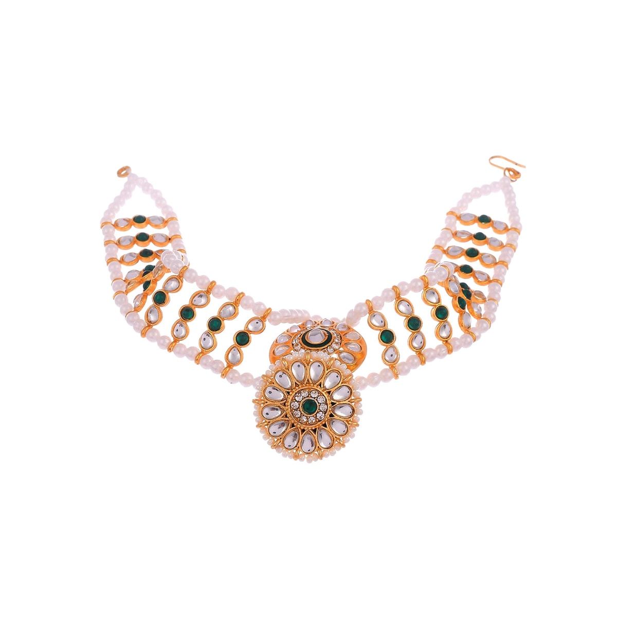 Buy Silvermerc Designs Pearl Headband Rajputi Mathapati with Borla Online