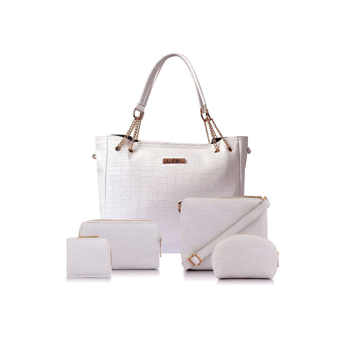 LaFille White Womens Handbag - Shoulder Bag - Combo Set of 5: Buy ...