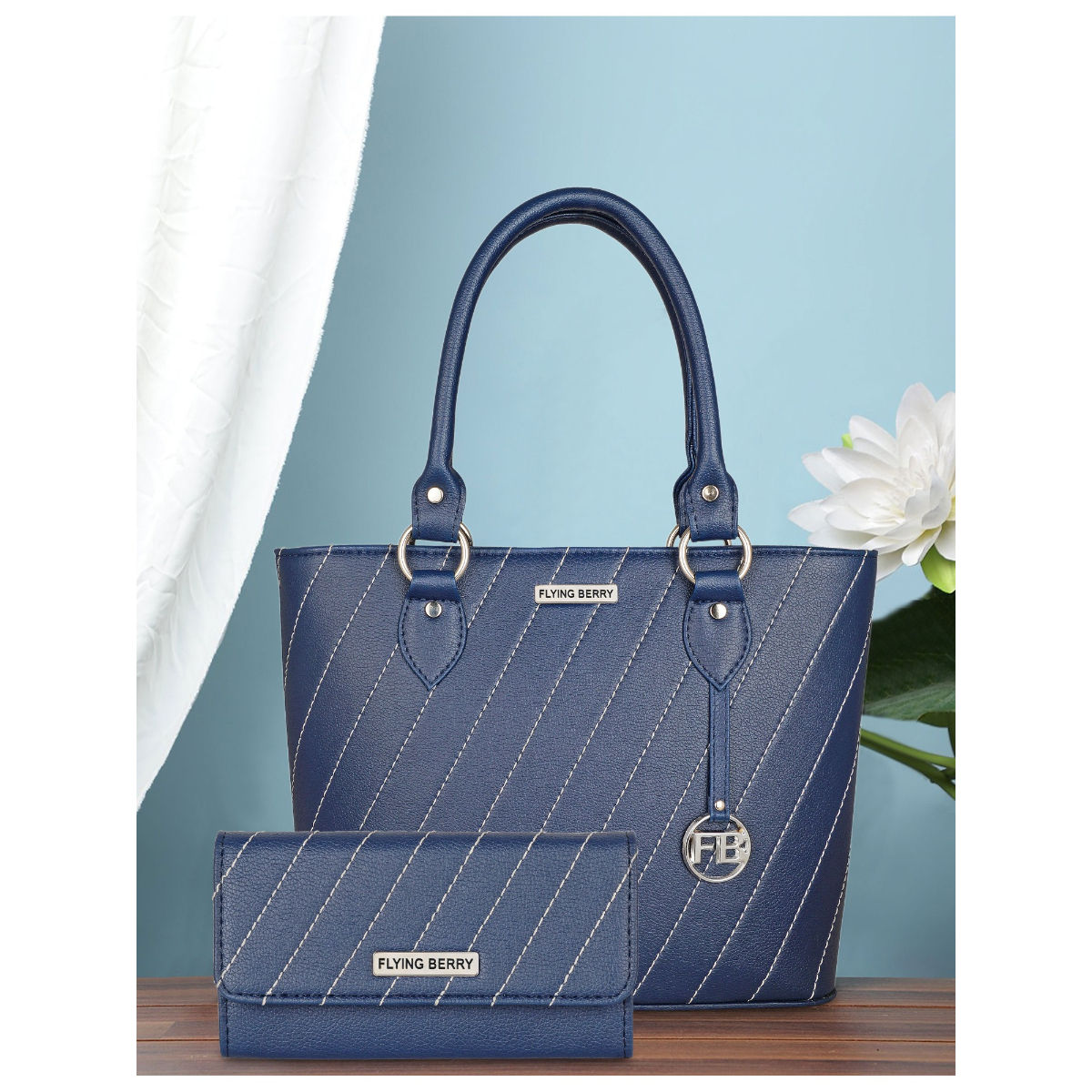 Buy FLYING BERRY Womens Blue Hand Bag Combo (Pack of 2) Online