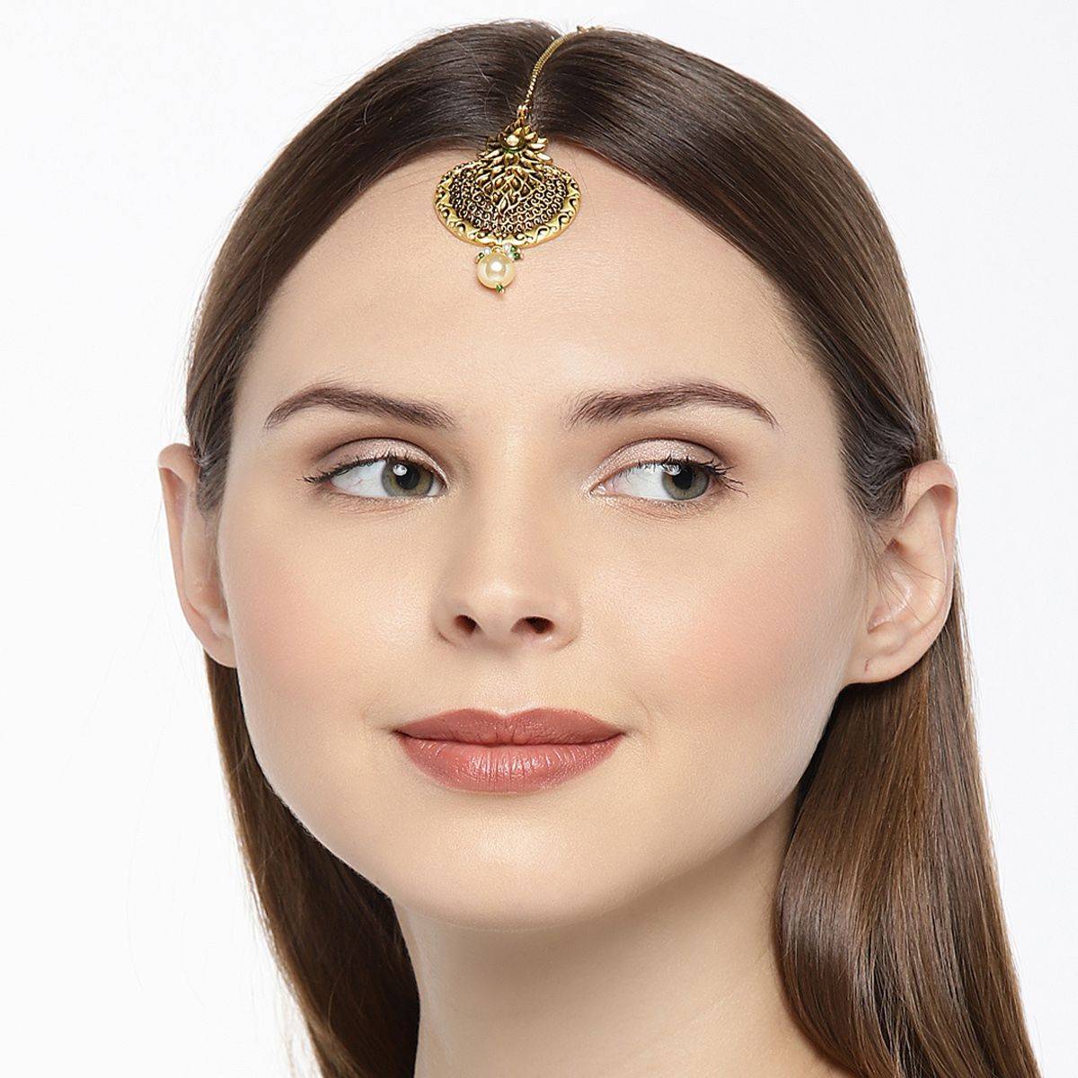 Buy Accessher Women Gold-Plated Maang Tikka Online