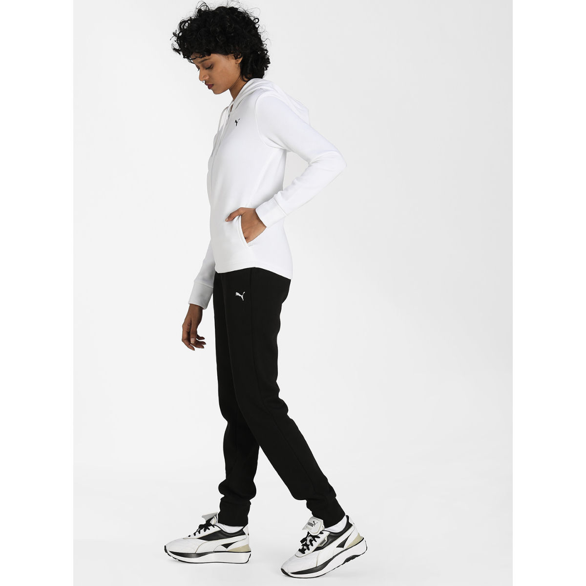 Buy Puma Classic Regular Fit Hooded Womens White Track Suit (Set of 2 ...