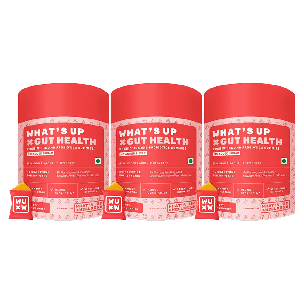 Buy What's Up Wellness Gut Health Prebiotic & Probiotic Gummies - Mango ...