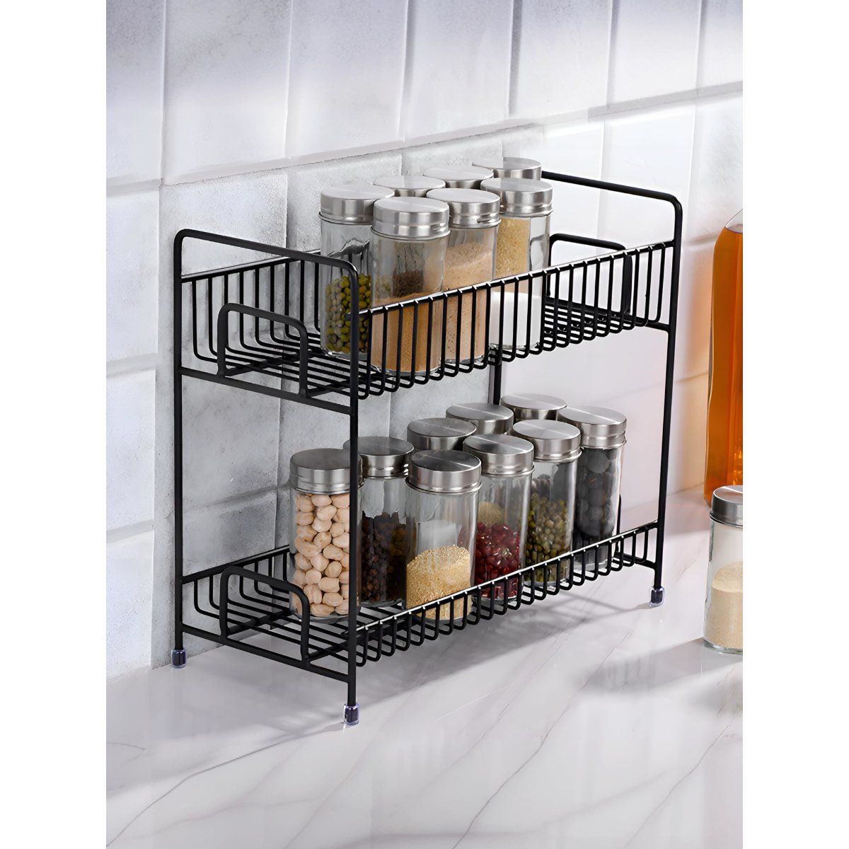 Buy Plantex Stainless Steel 2-Tier Kitchen Rack (Rich Black) Online