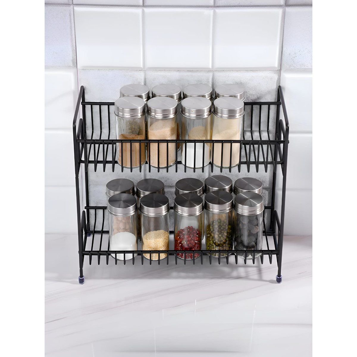 Buy Plantex Stainless Steel 2-Tier Kitchen Rack (Rich Black) Online