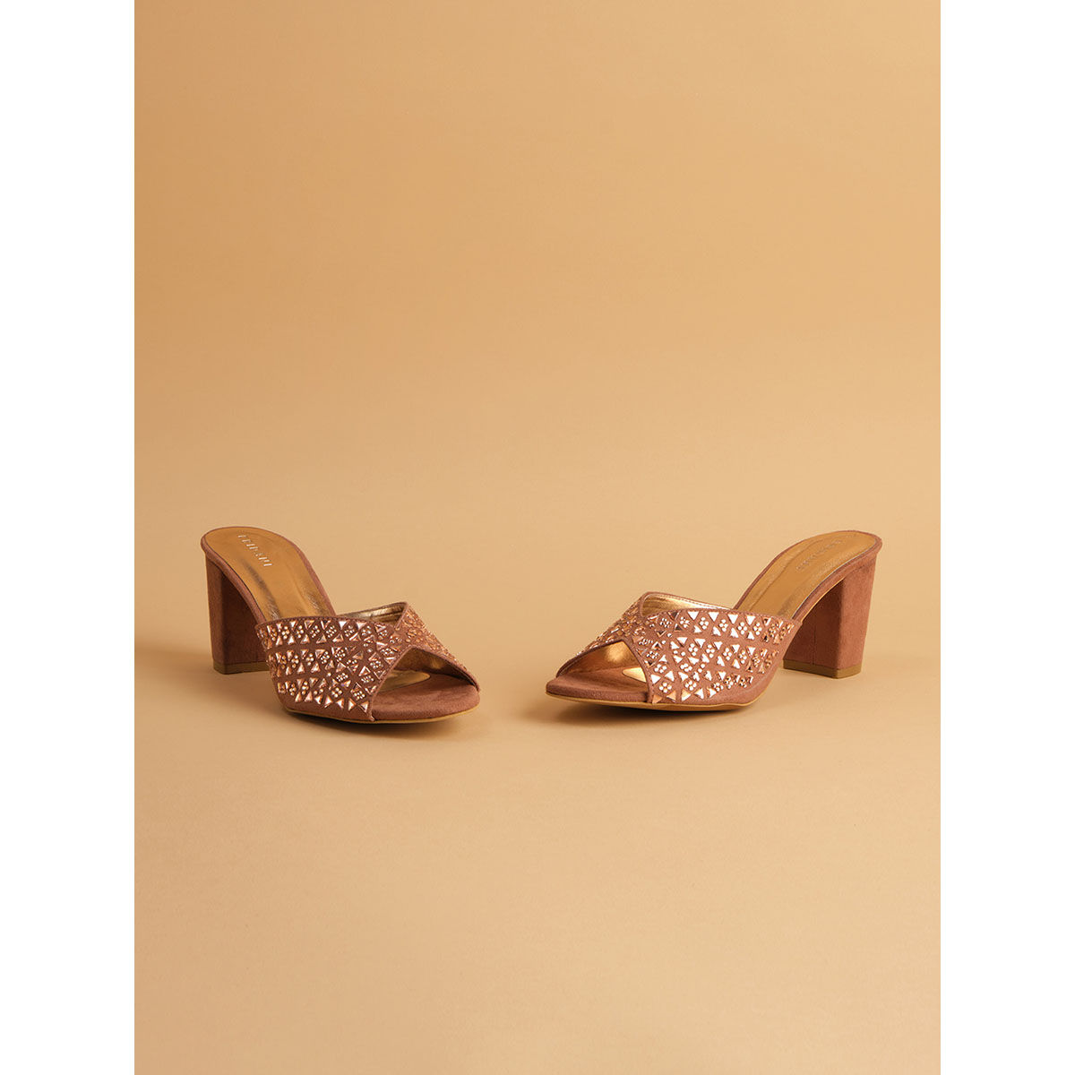 Buy Eridani Embellished Rose Gold Azure Heels Online