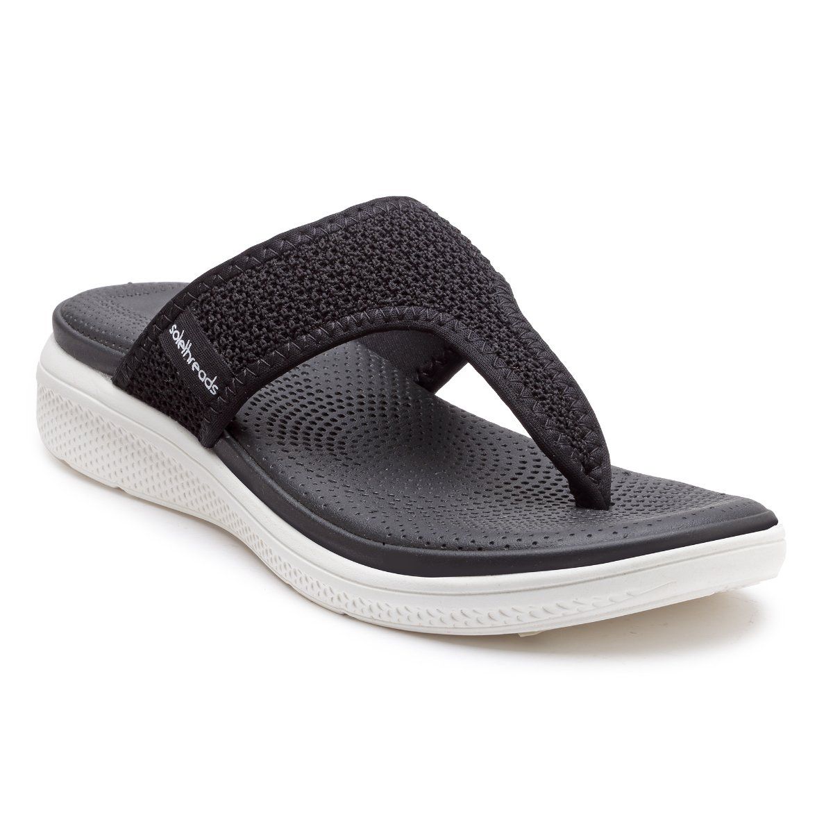 Buy SOLETHREADS Grace T Black Woven Women Flio Flop Online