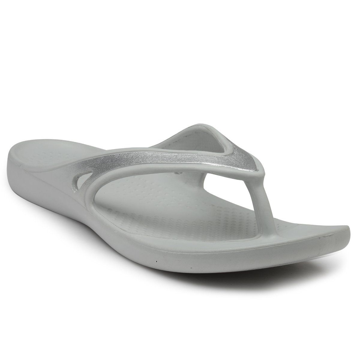 Buy SOLETHREADS Gleam Grey Solid Women Flip Flop Online
