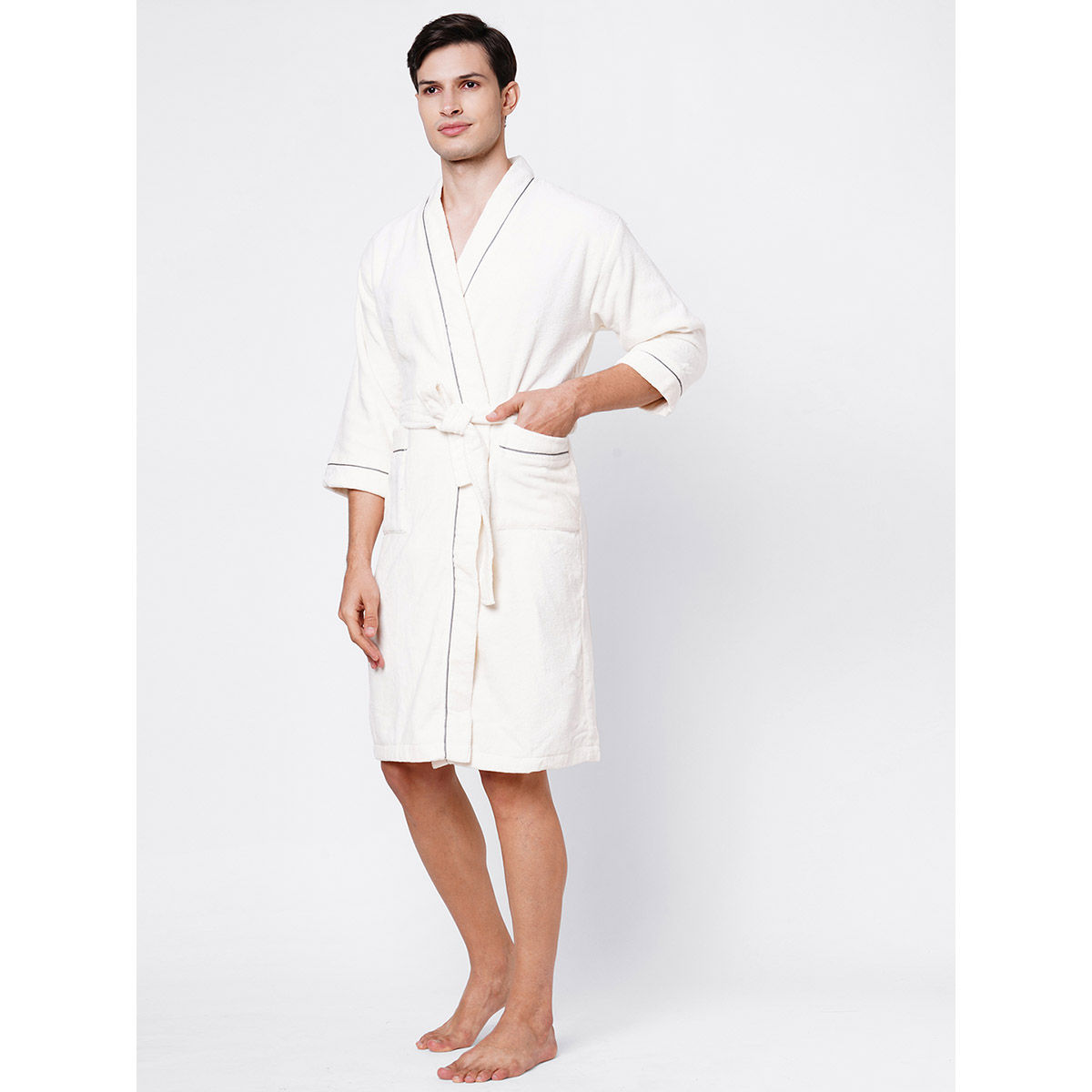 Buy Spaces Exotica 100% Cotton 380Gsm Ultra Soft Bath Robe (Solid, XL ...