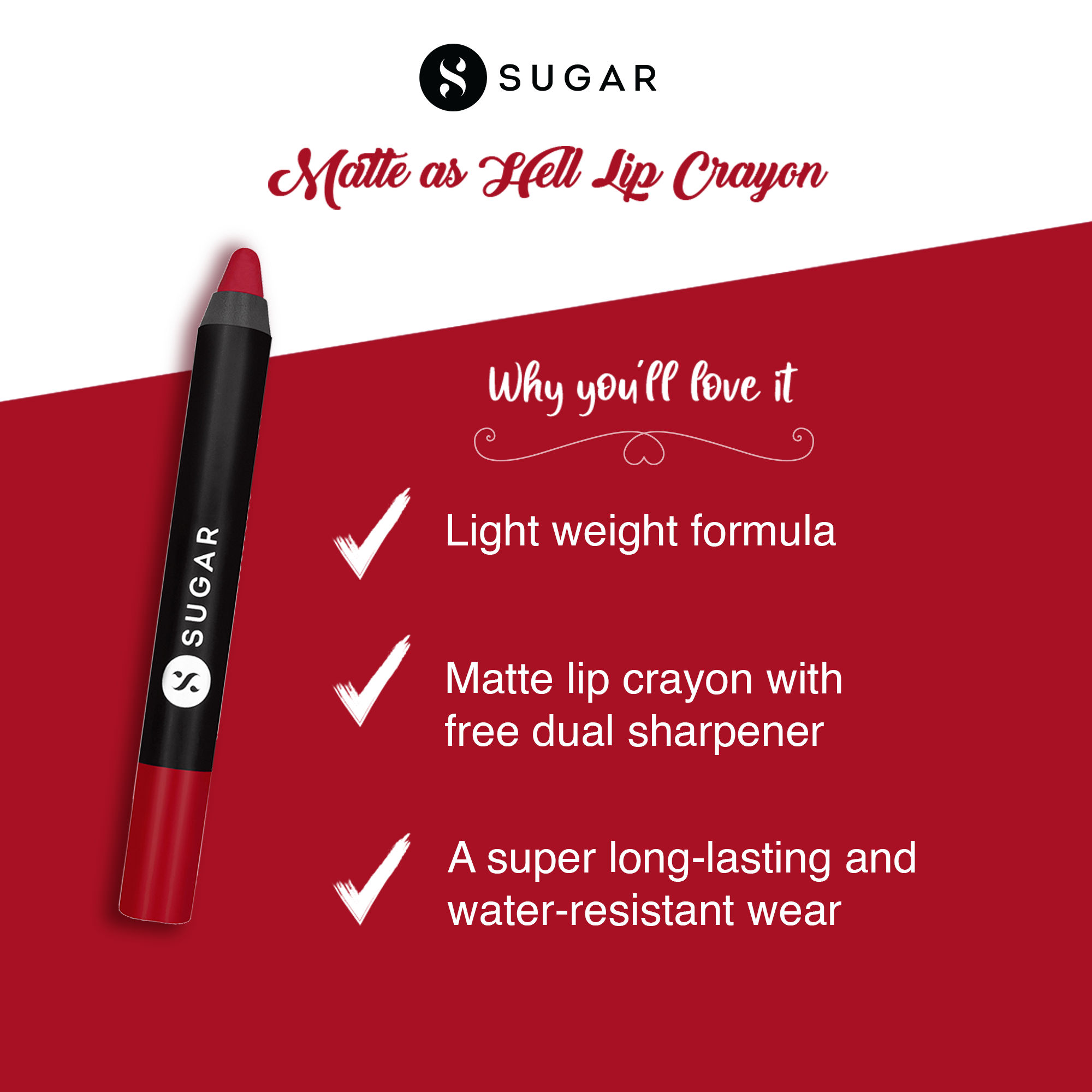 SUGAR Matte As Hell Crayon Lipstick With Free Sharpener: Buy SUGAR ...