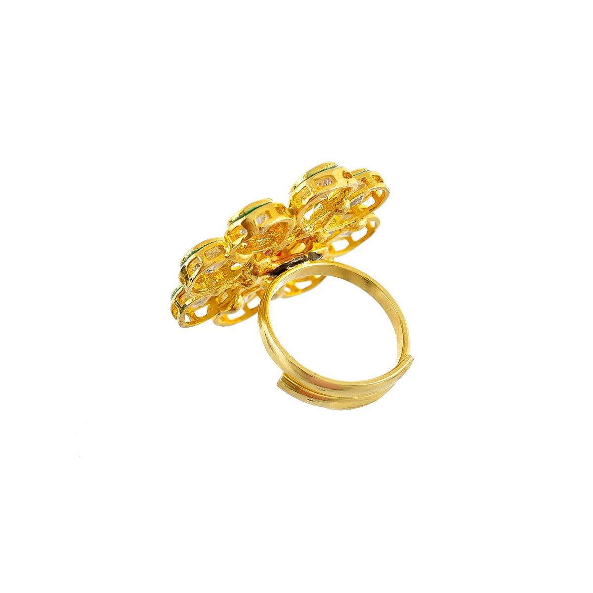 Buy Silvermerc Designs Gold Plated Tilak Designer Kundan Ring Online