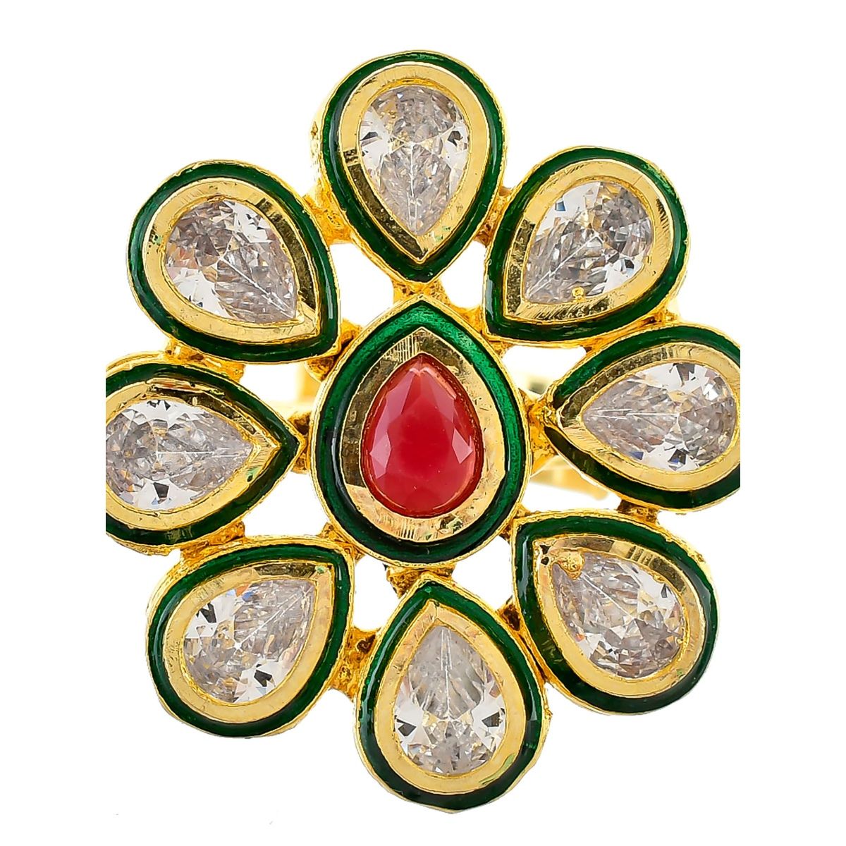 Buy Silvermerc Designs Gold Plated Tilak Designer Kundan Ring Online