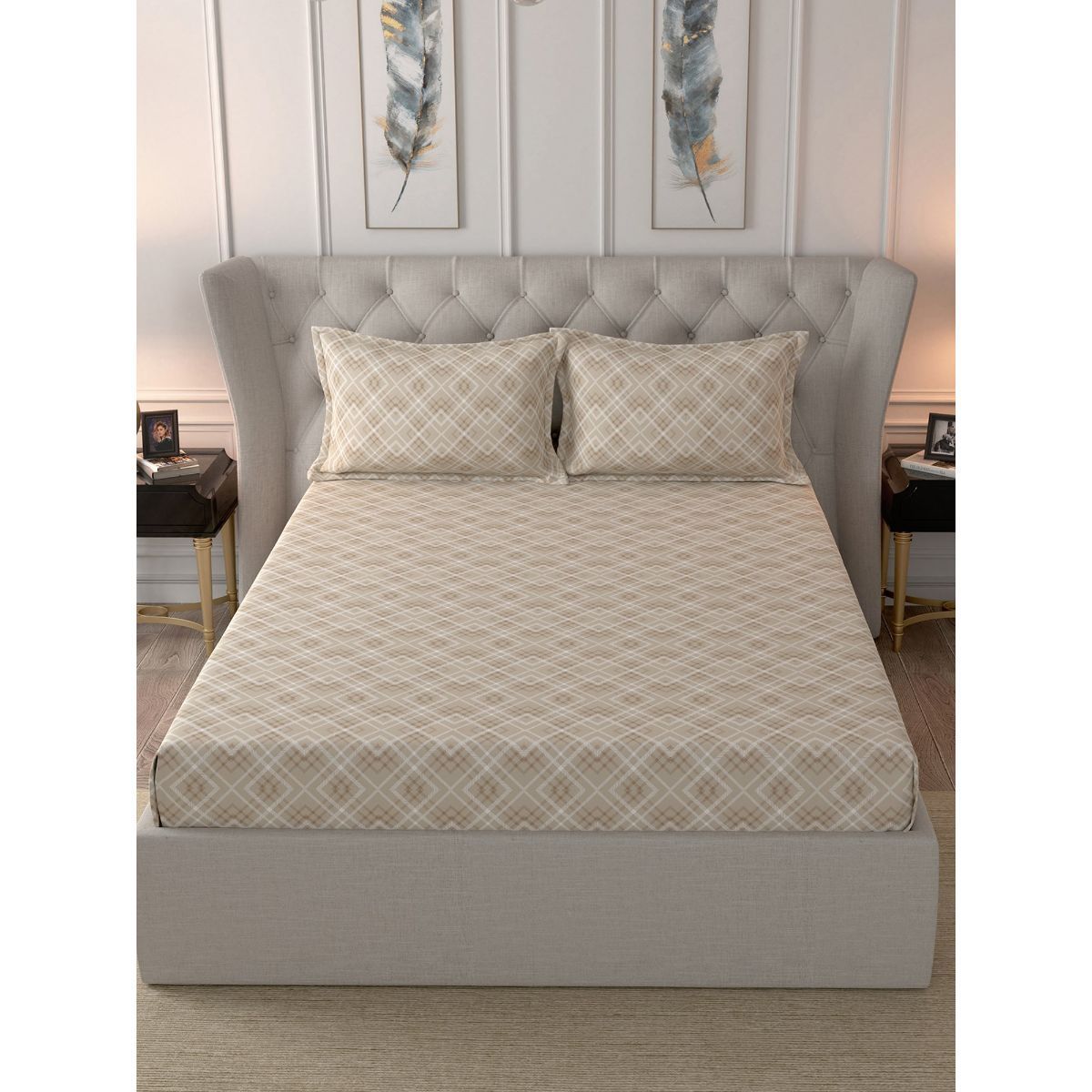 Buy Maspar Hermosa 210TC Giardino Connor Cotton Brown King Bed Sheet ...