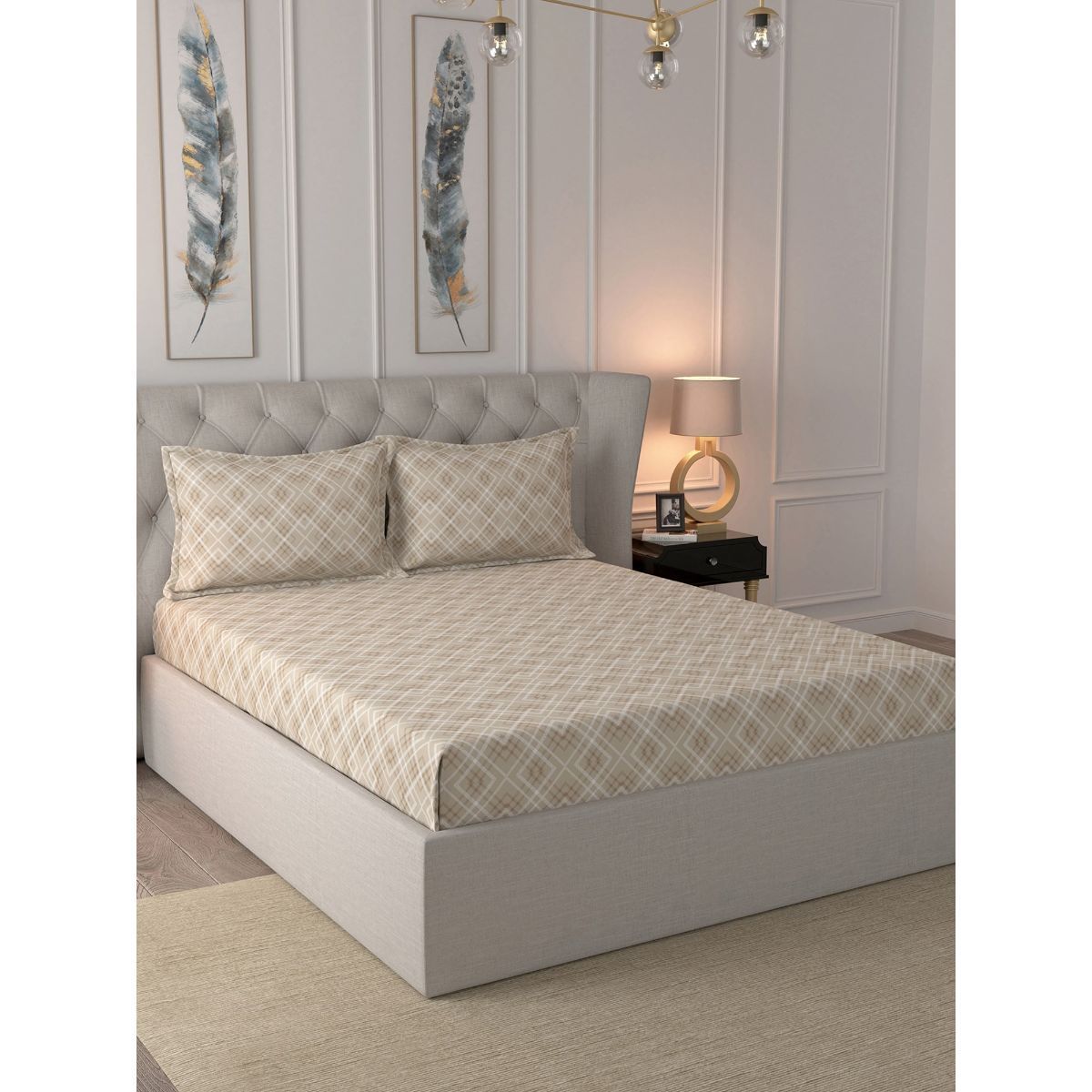 Buy Maspar Hermosa 210TC Giardino Connor Cotton Brown King Bed Sheet ...