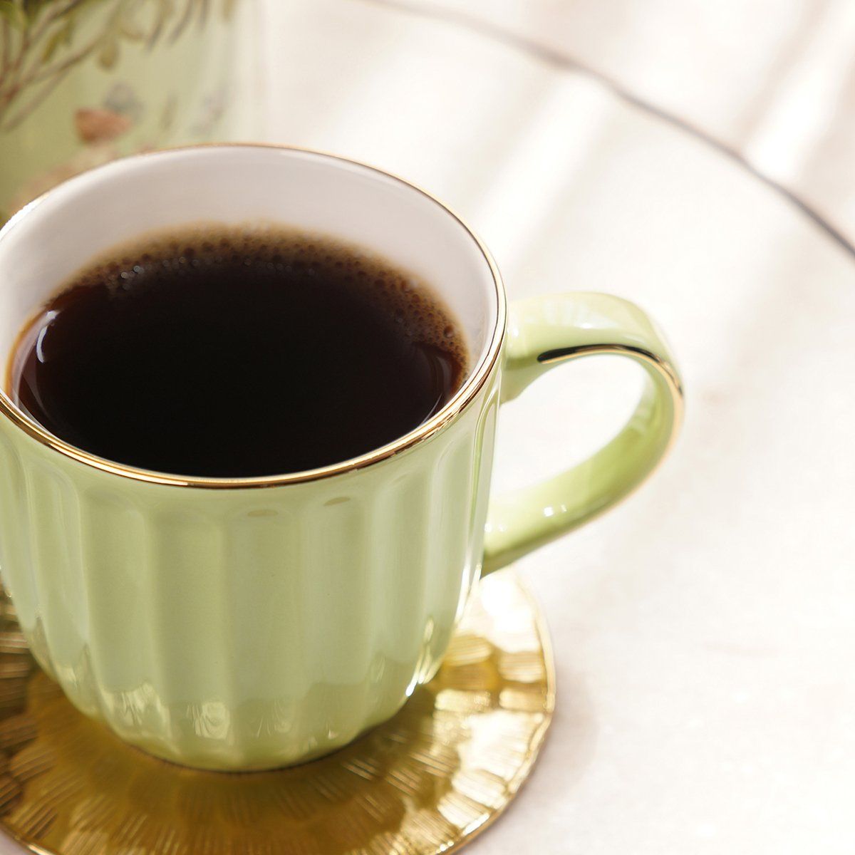 Buy Pure Home + Living Pack of 2 Green Ceramic Ribbed Coffee Cups Online