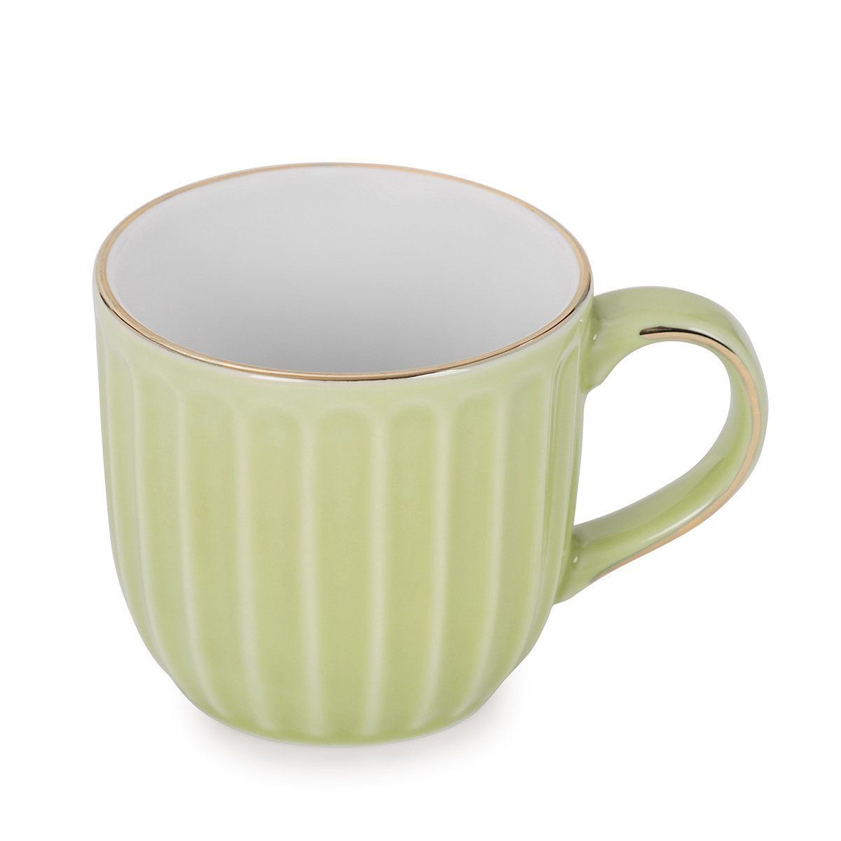 Buy Pure Home + Living Pack of 2 Green Ceramic Ribbed Coffee Cups Online