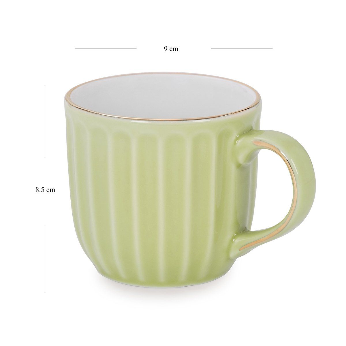 Buy Pure Home + Living Pack of 2 Green Ceramic Ribbed Coffee Cups Online