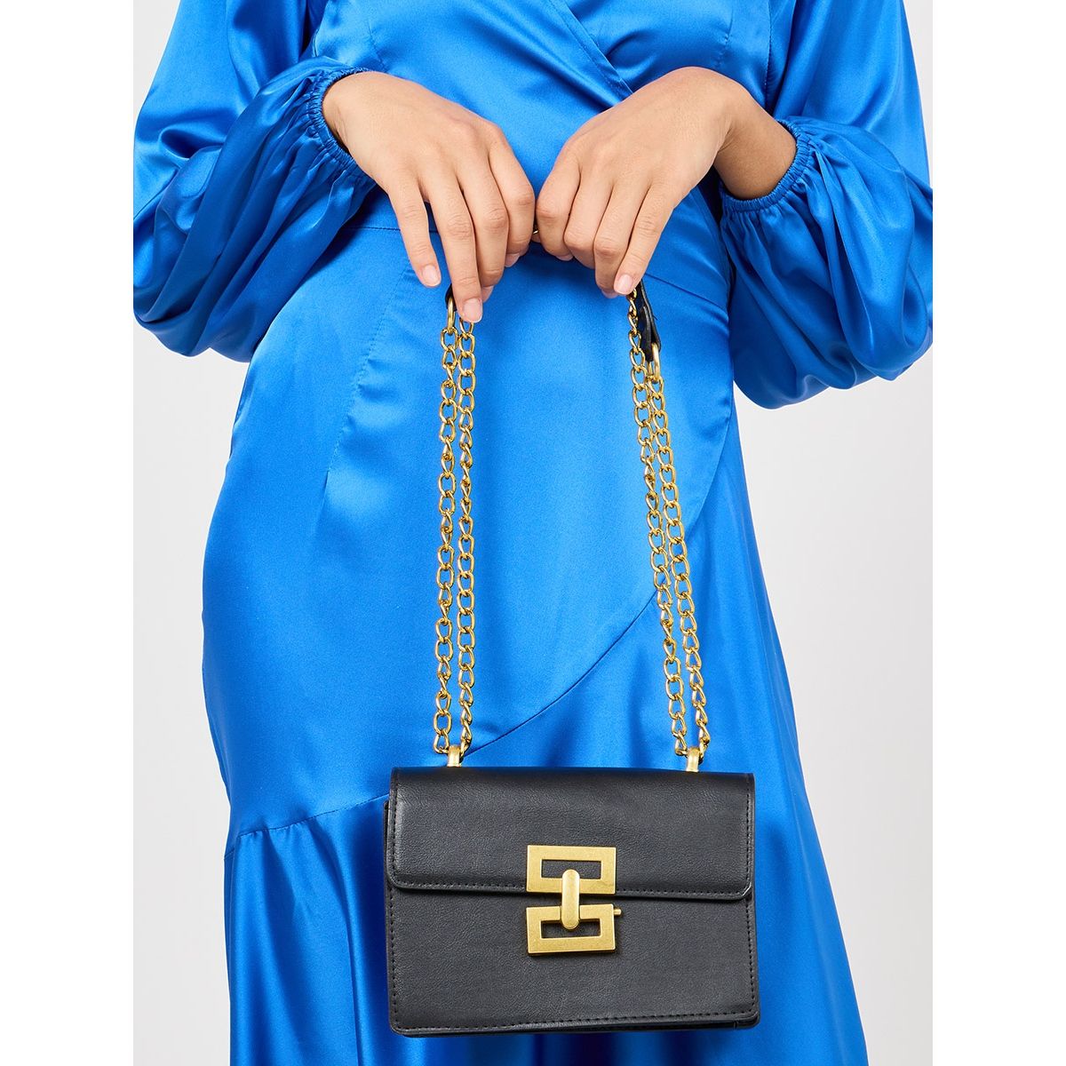Buy Styli Twisted Lock Rectangle Sling Bag Online