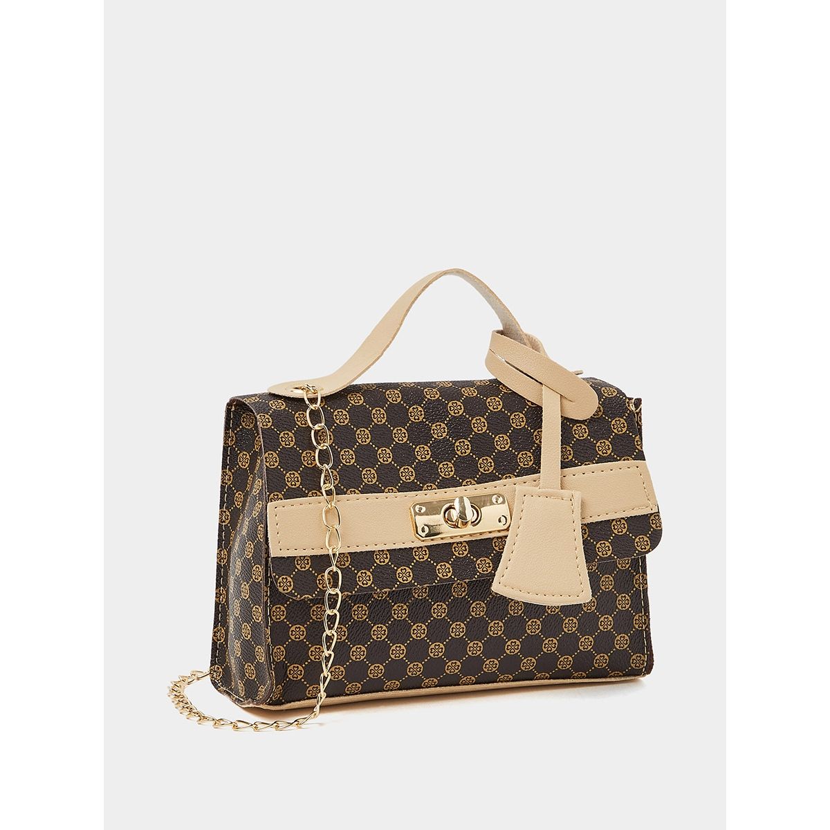 Buy Styli Faux Leather Twist Lock Satchel Bag Online Buy Styli Faux Leather Twist Lock Satchel Bag Online
