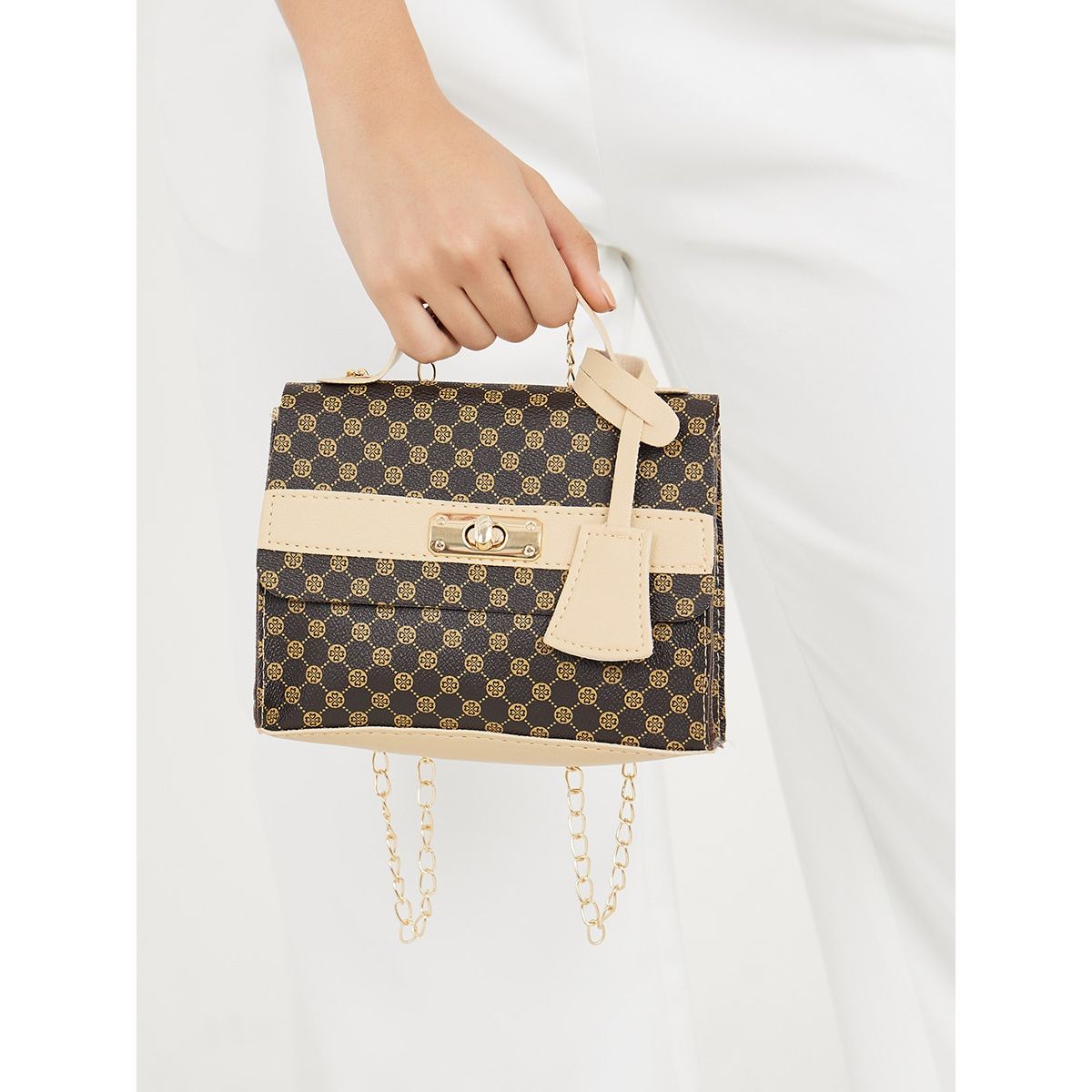 Buy Styli Faux Leather Twist Lock Satchel Bag Online Buy Styli Faux Leather Twist Lock Satchel Bag Online