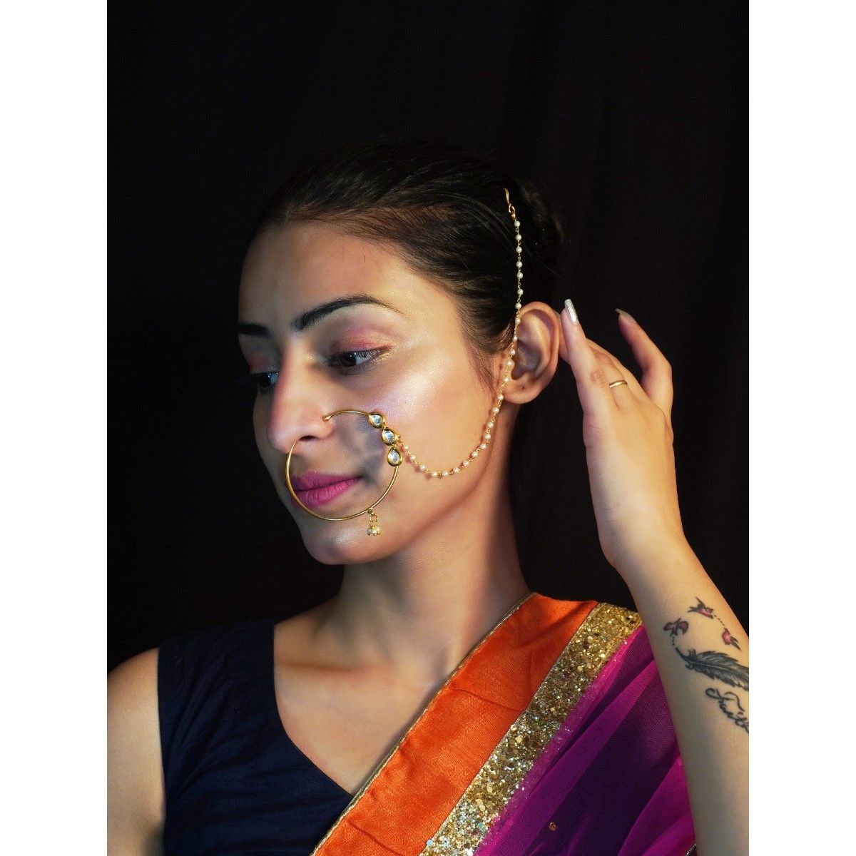 Buy Niscka Traditional 18K Gold Plated Three Water Drop Kundan Studded ...