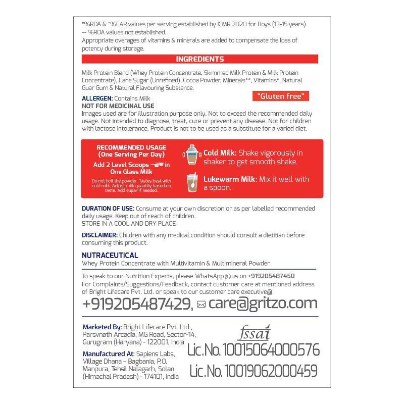 Gritzo Super Milk 13+y: Teen Athletes Nutrition Drink - Natural ...