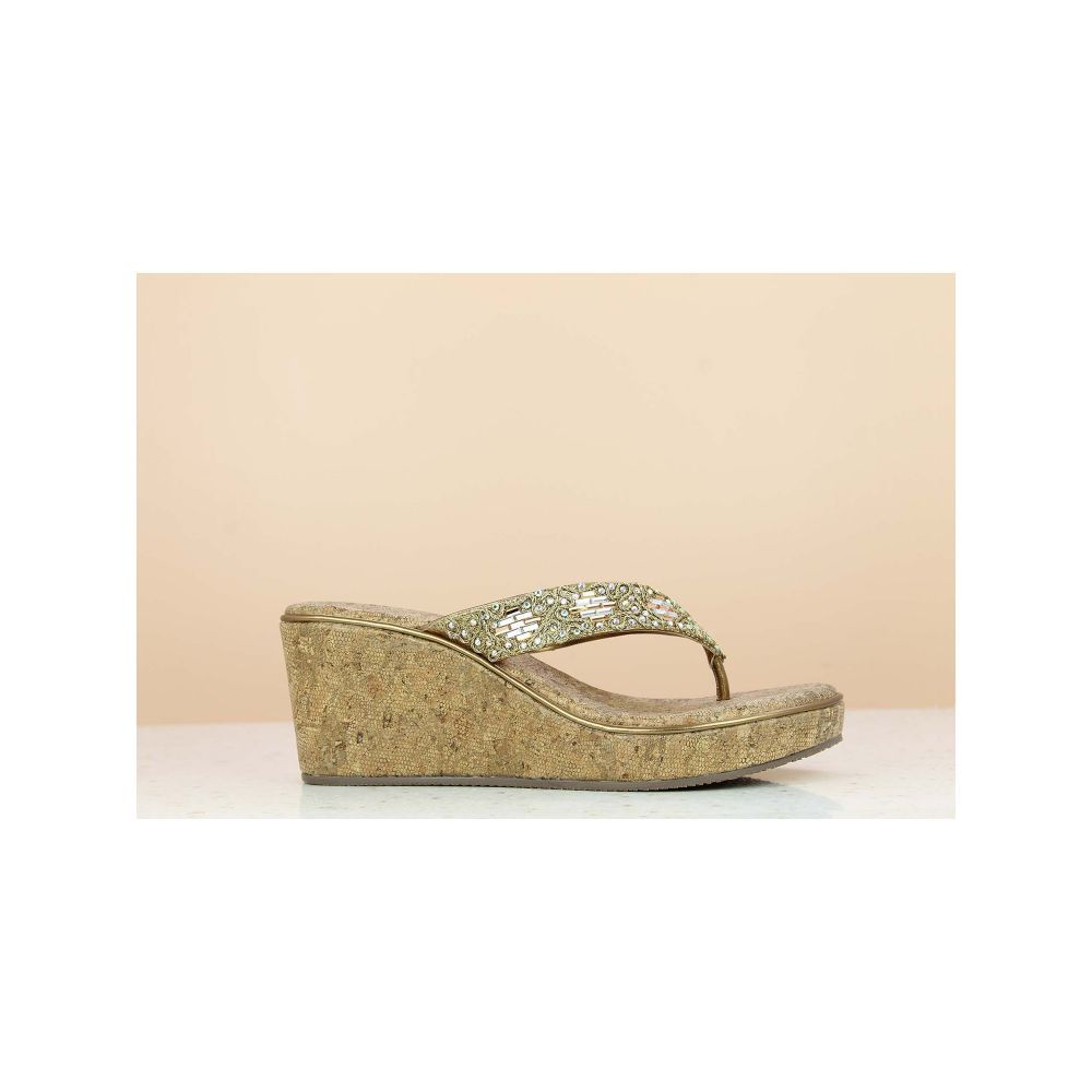 Inc.5 Gold Embellished Wedges: Buy Inc.5 Gold Embellished Wedges Online ...