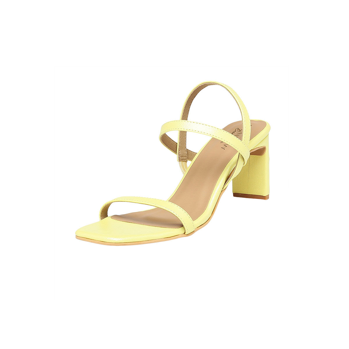 Buy Monrow Solid Yellow Block Heels Online