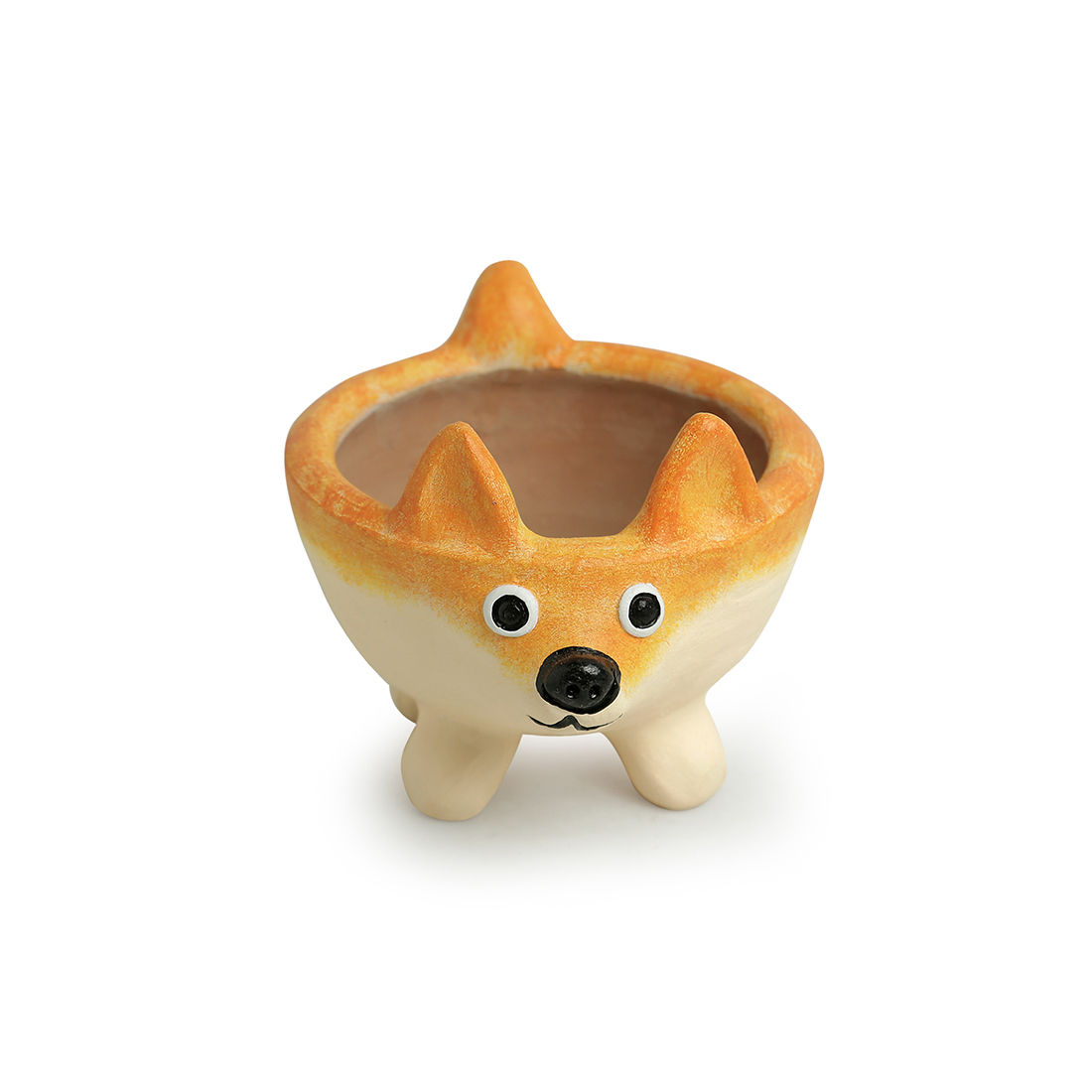 ExclusiveLane Thinking Fox' Handmade & Hand-painted Planter Pot In ...