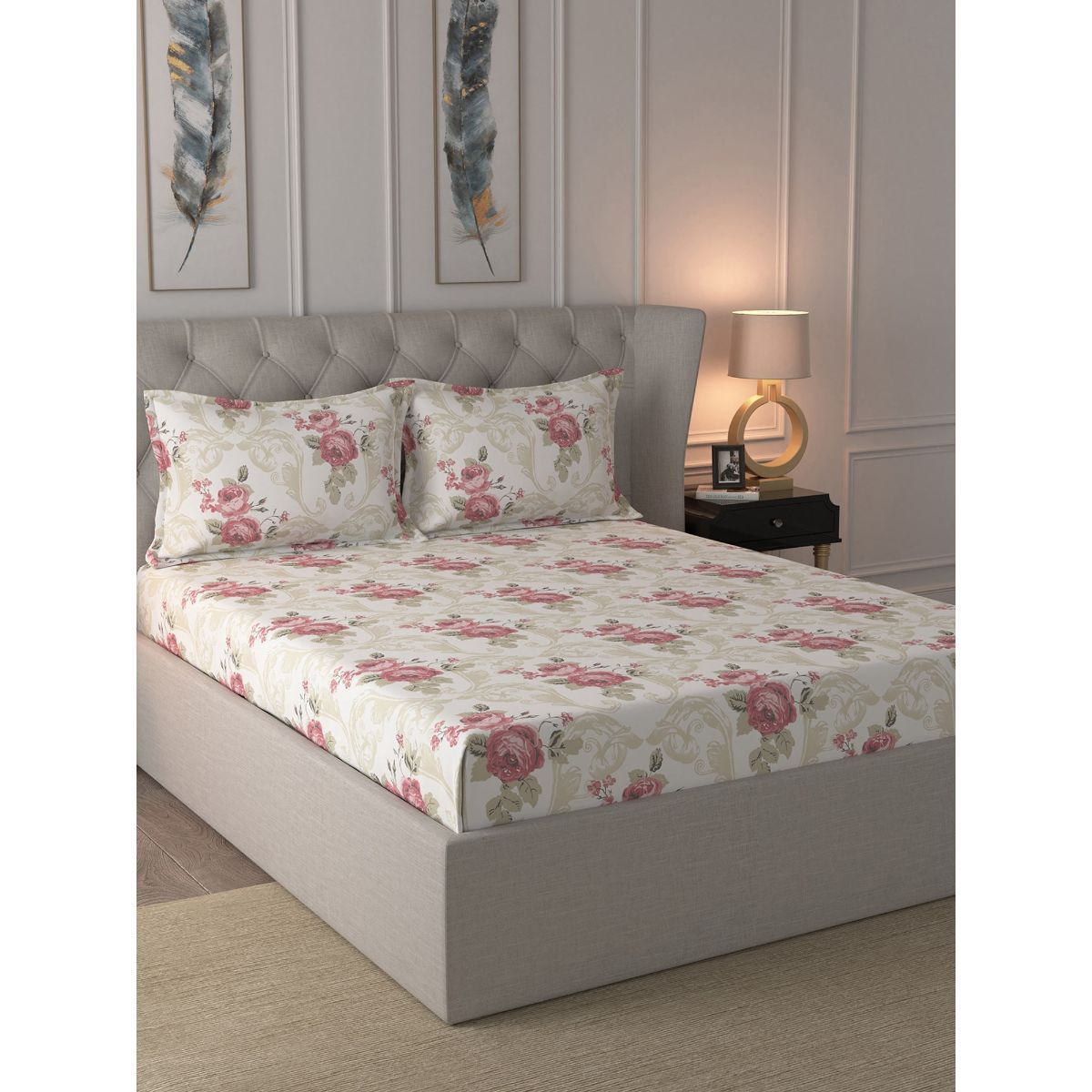 Buy Maspar Hermosa 210TC Giardino Giselle Cotton Red Single Bed Sheet ...