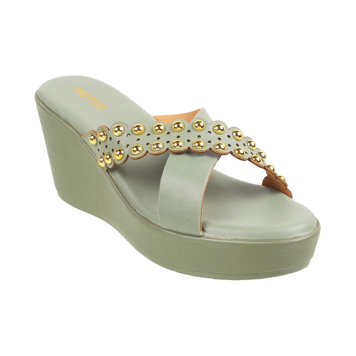 Metro Womens Green Platform HeelsMetro Women Green Synthetic Wedges ...