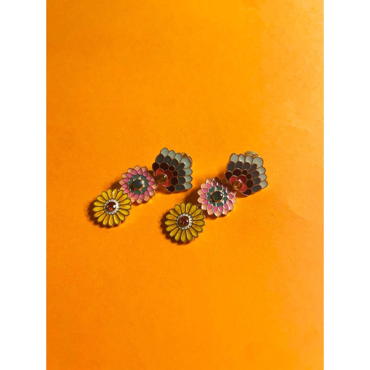 Buy And Also Multicolour Flower Dangler Earrings Online