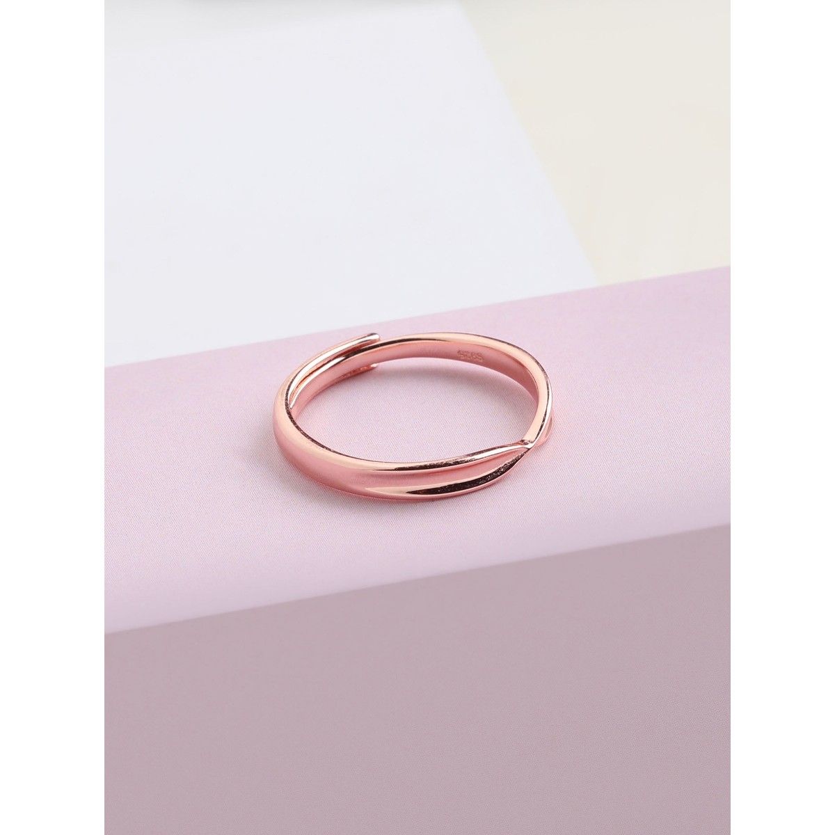 Buy Giva 925 Sterling Silver Rose Gold Minimal Grace Adjustable Ring ...