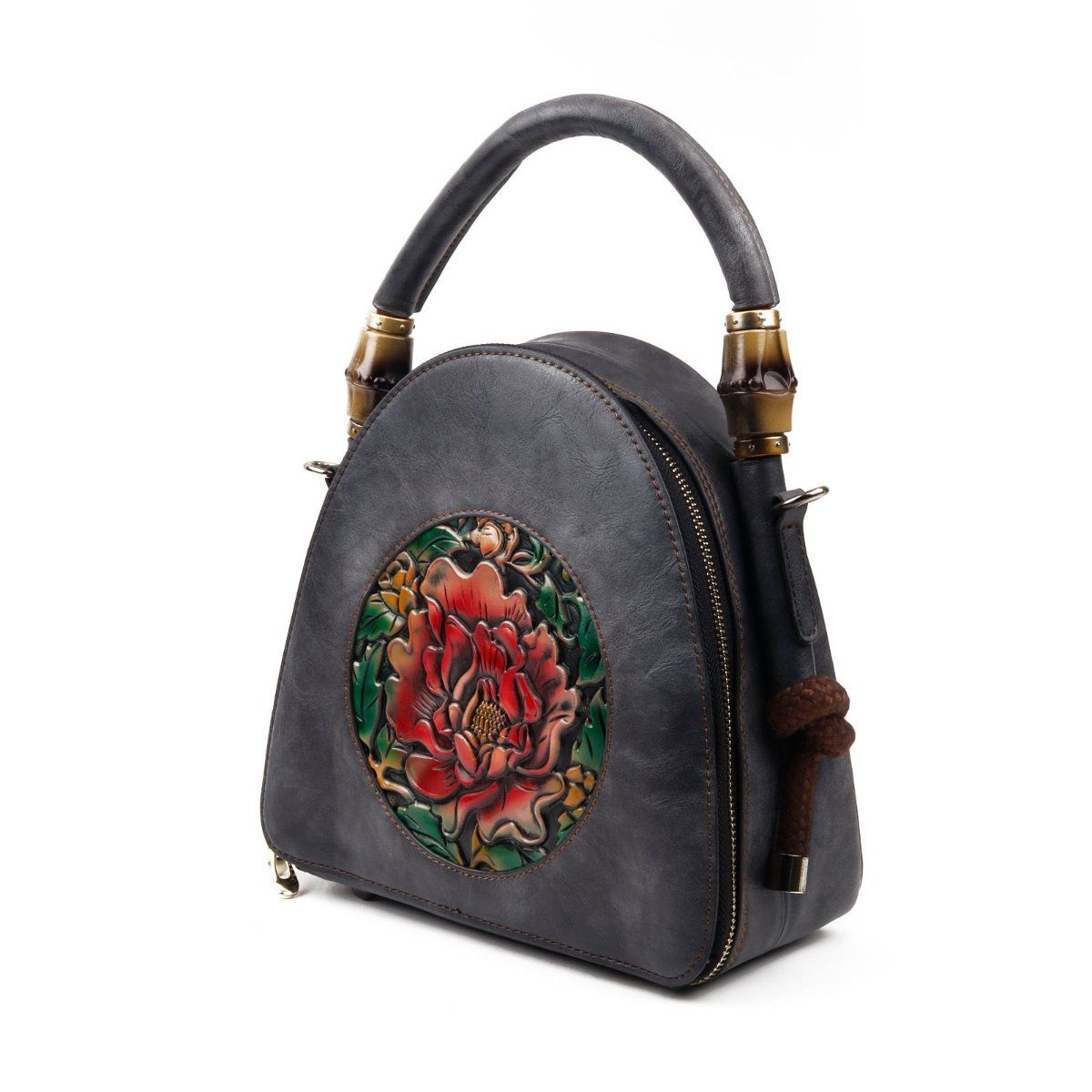 Buy Odette Grey Floral Embossed Handbag Online