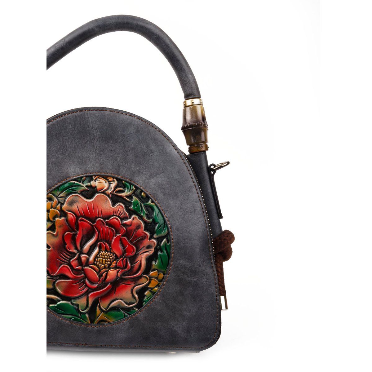 Buy Odette Grey Floral Embossed Handbag Online