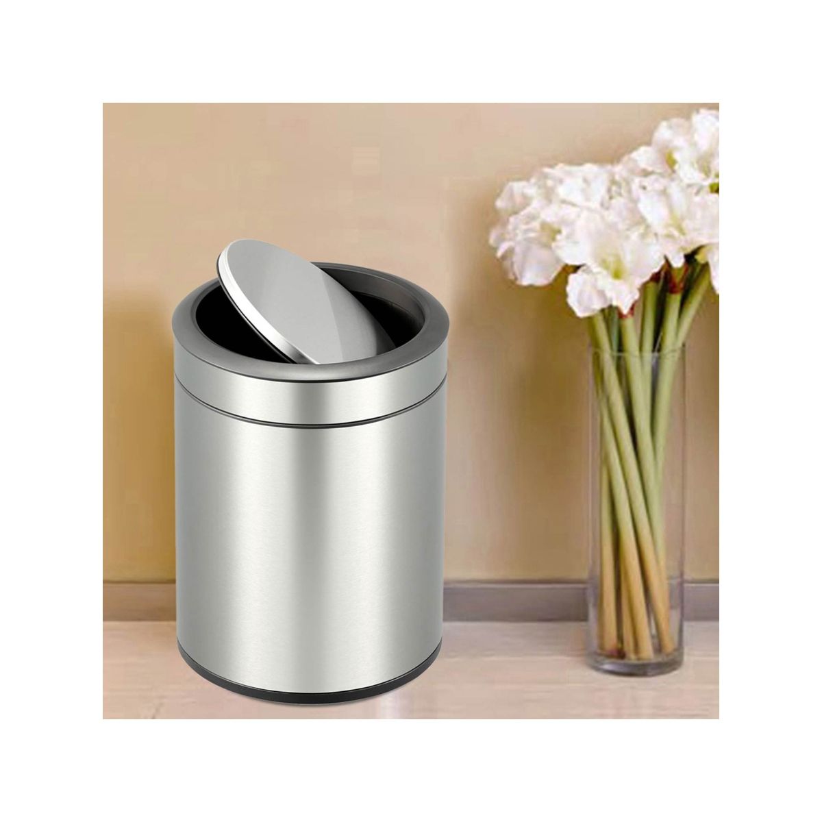 Buy OBSESSIONS Round Swing Open Top Dustbin with Liner, 8 Liters ...