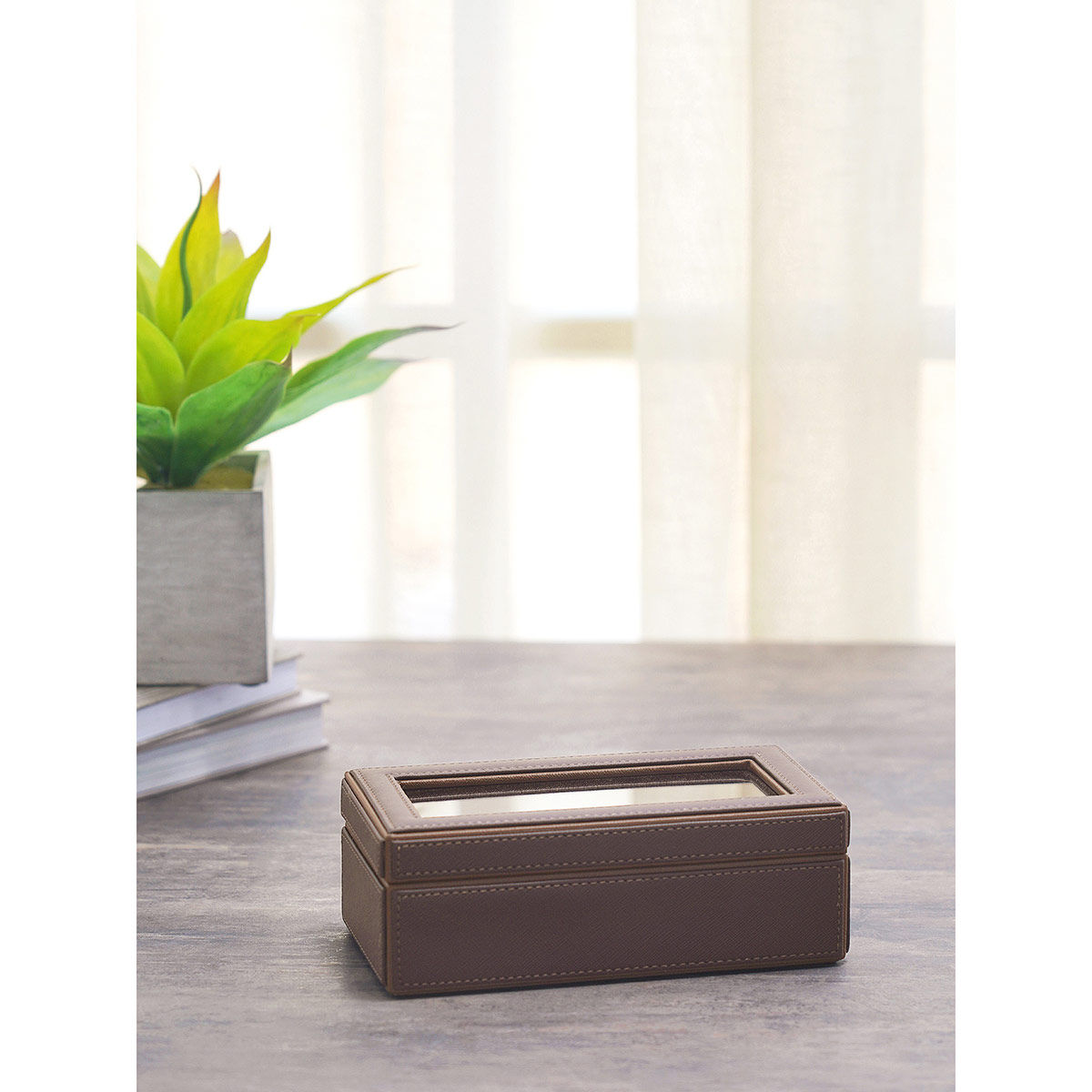 Buy Pure Home + Living Brown Pelle 3-Part Watch Box Online