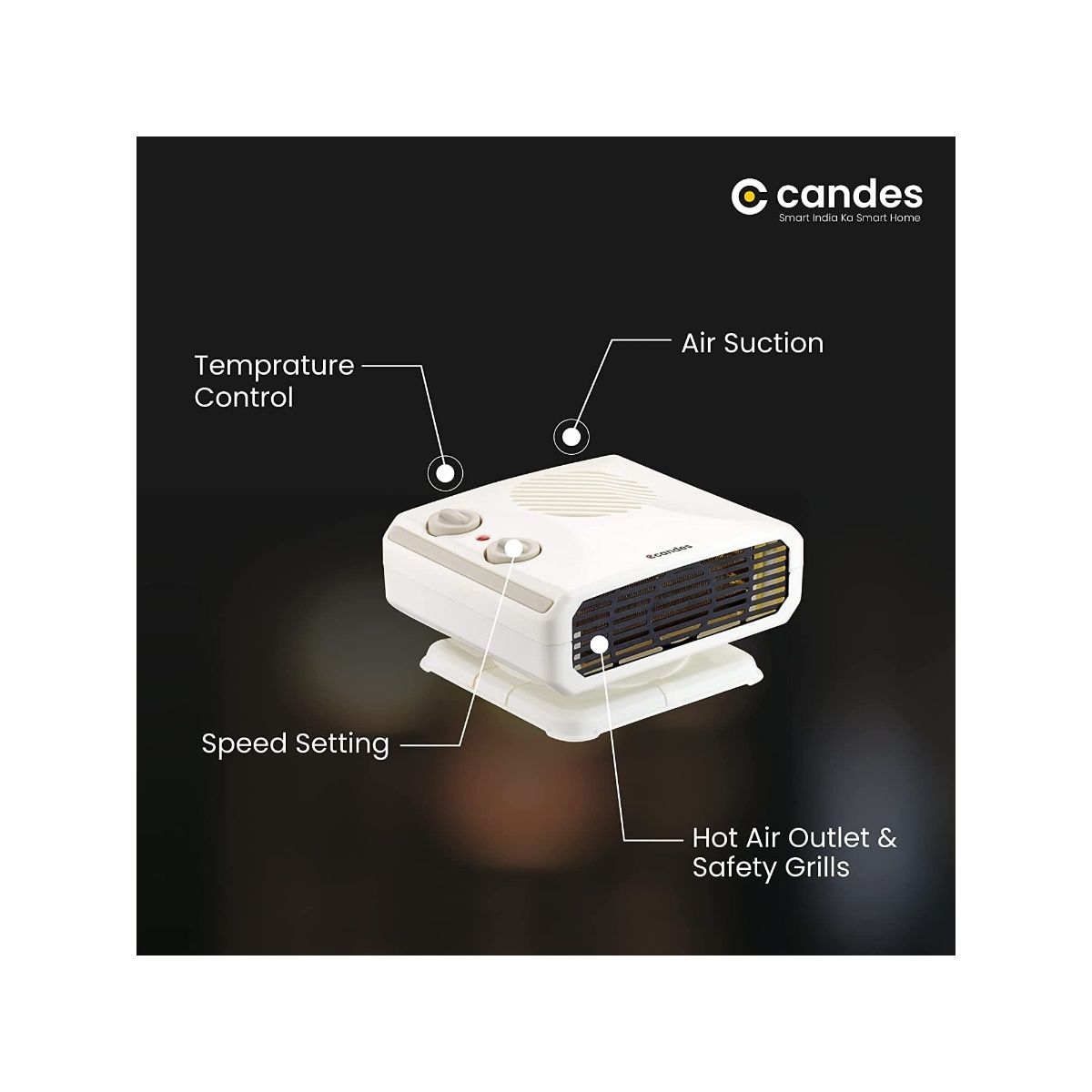 Buy Candes Inova All in One Silent Blower Fan Room Heater (2000 Watts ...