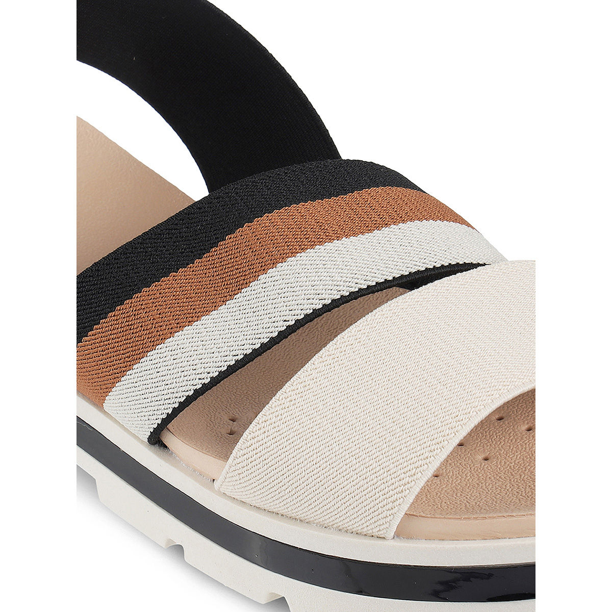Buy MODARE Black & Cream Flat Sandals Online