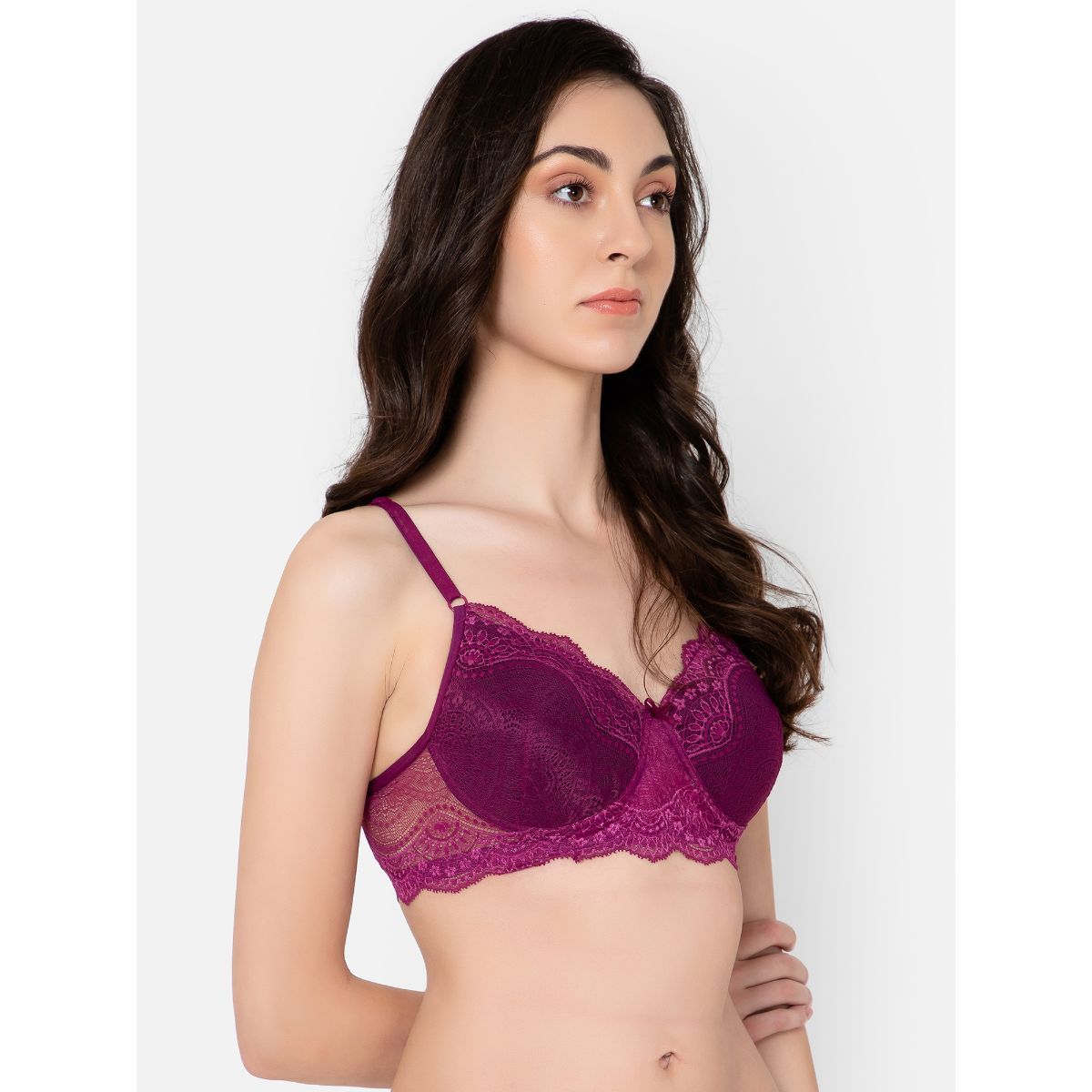 Clovia Padded Non Wired Full Cup Bra In Wine Colour Lace Buy Clovia